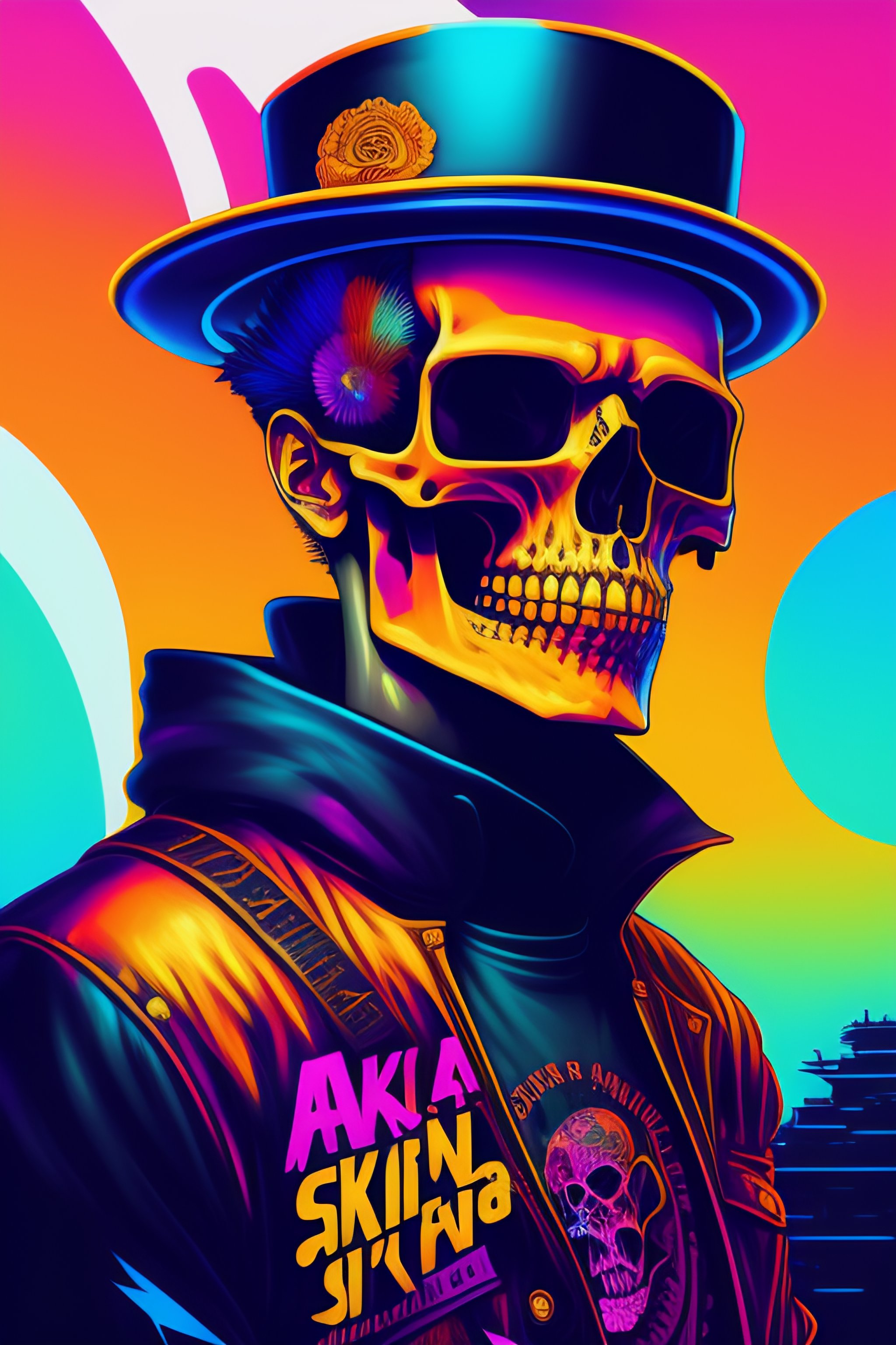 Lexica - Skull crossed guns and roses with a psychedelic backgroun ...