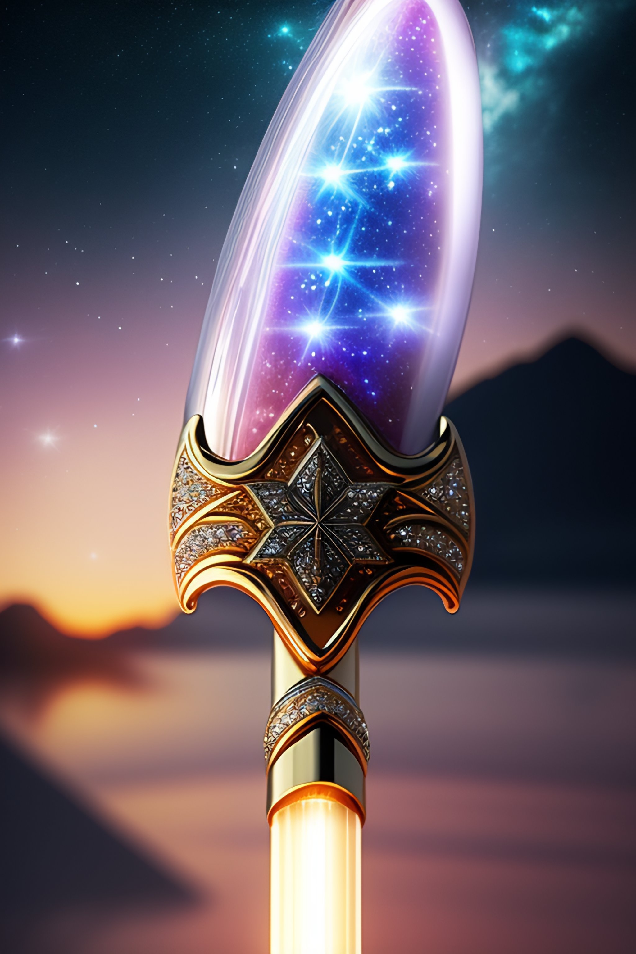 Lexica - Silver scepter with starlight on top, photo