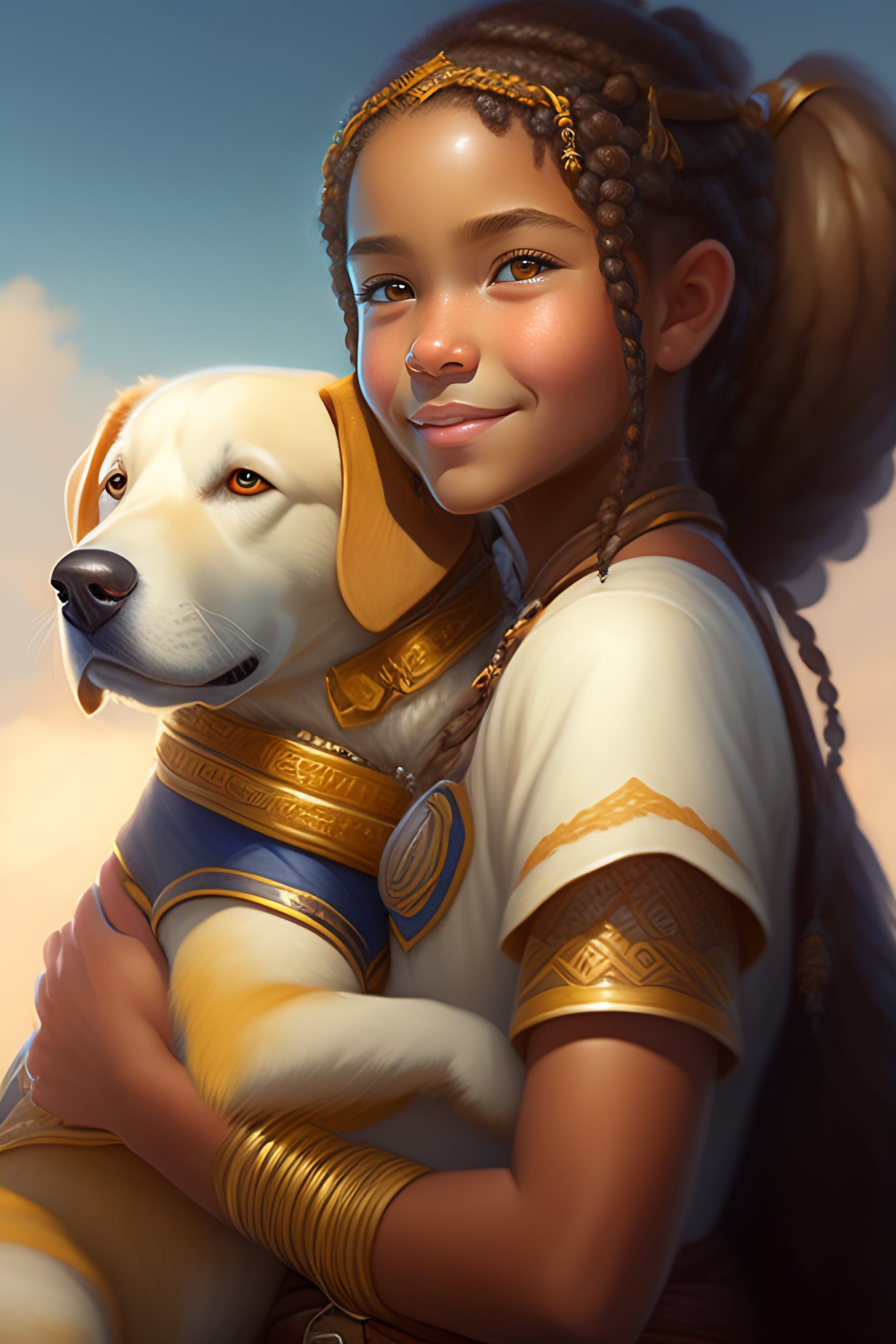 Lexica - A detailed portrait of a cute yellow skinned girl with two ...