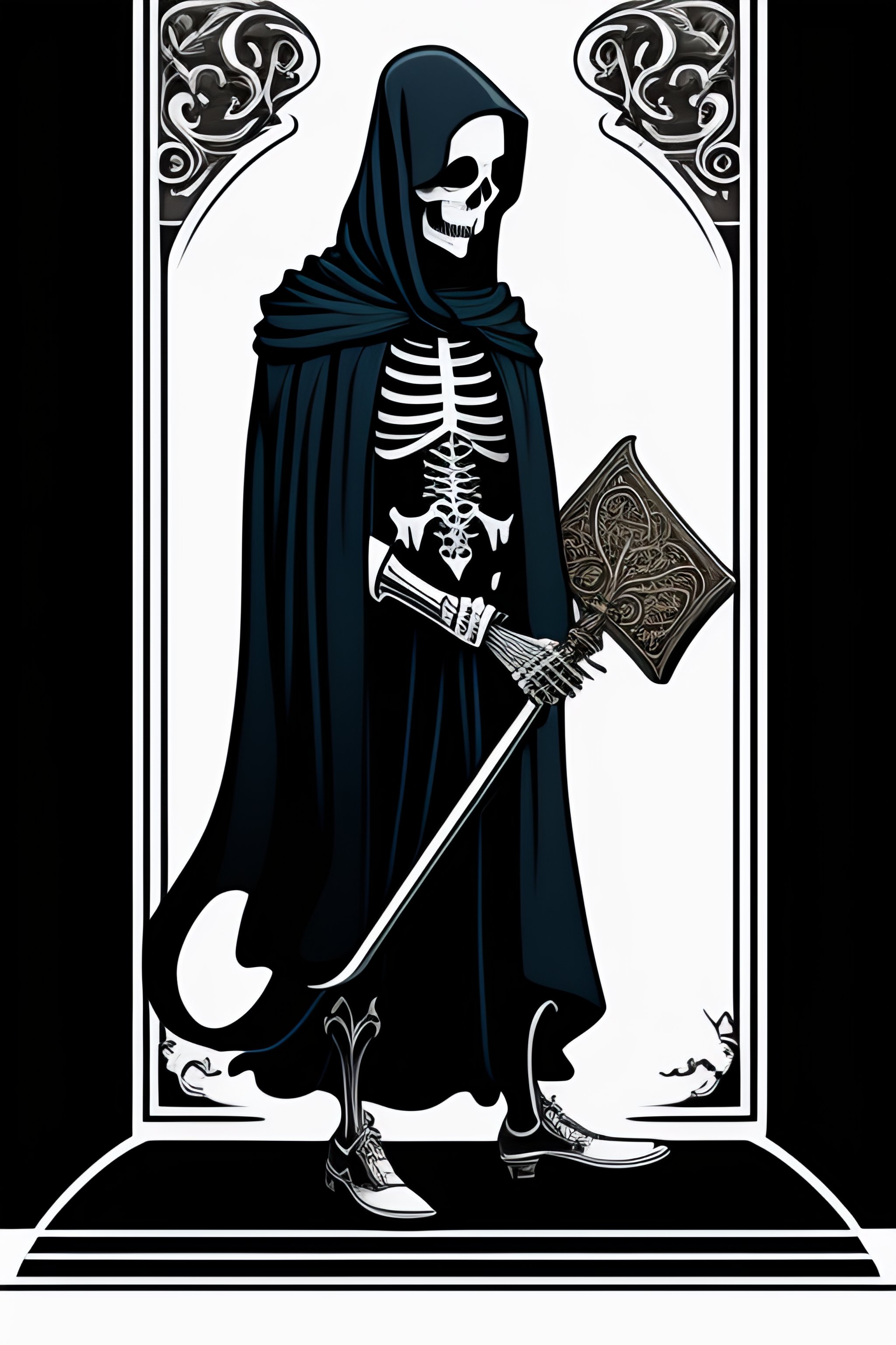 Lexica - Grim reaper skeleton in a gray ceremonial dress, carrying a ...