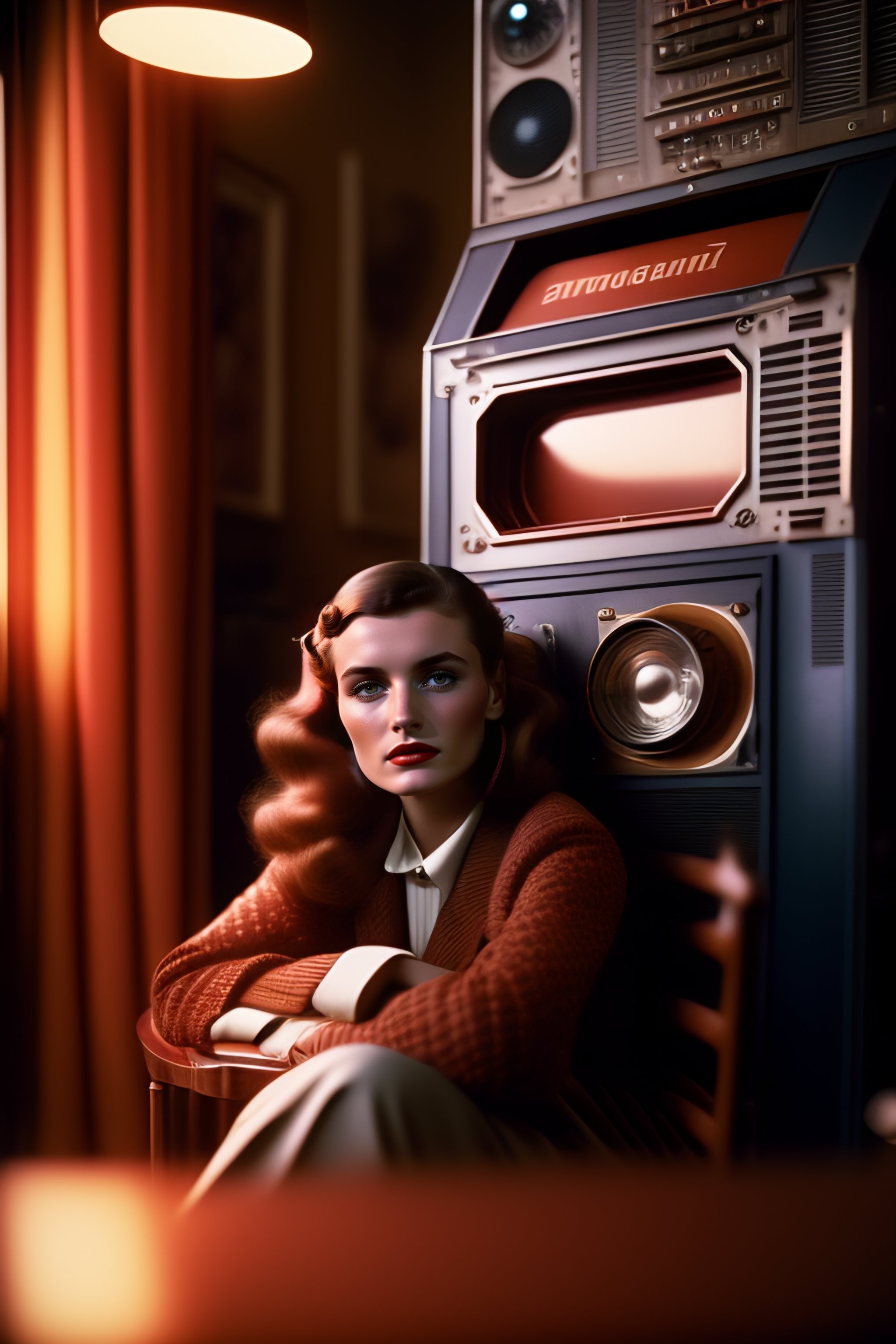 Lexica - A Soviet girl sitting in a chair in front of a soviet computer ...