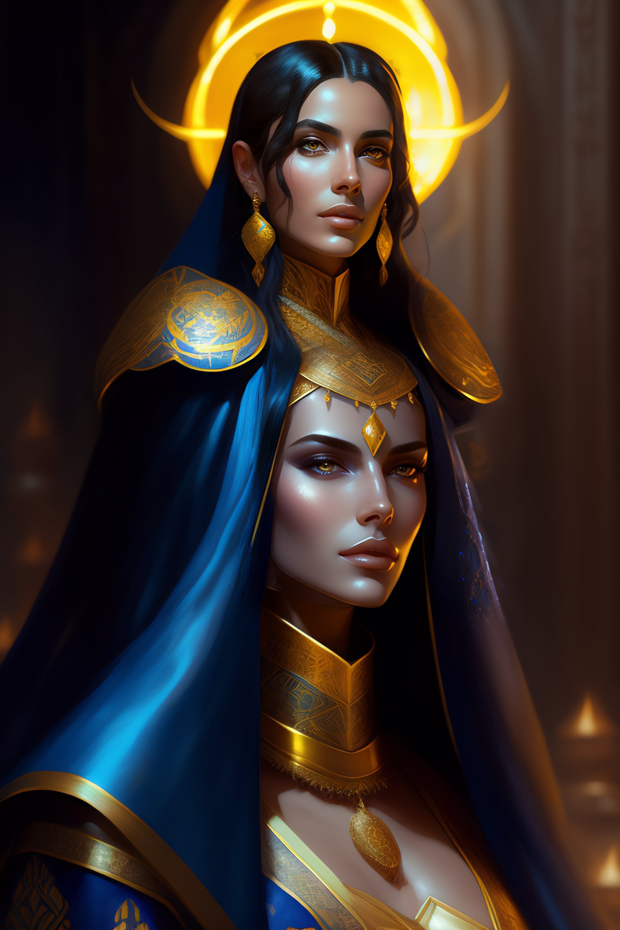 Lexica - Portrait of a middle - eastern robot cleric with straight ...