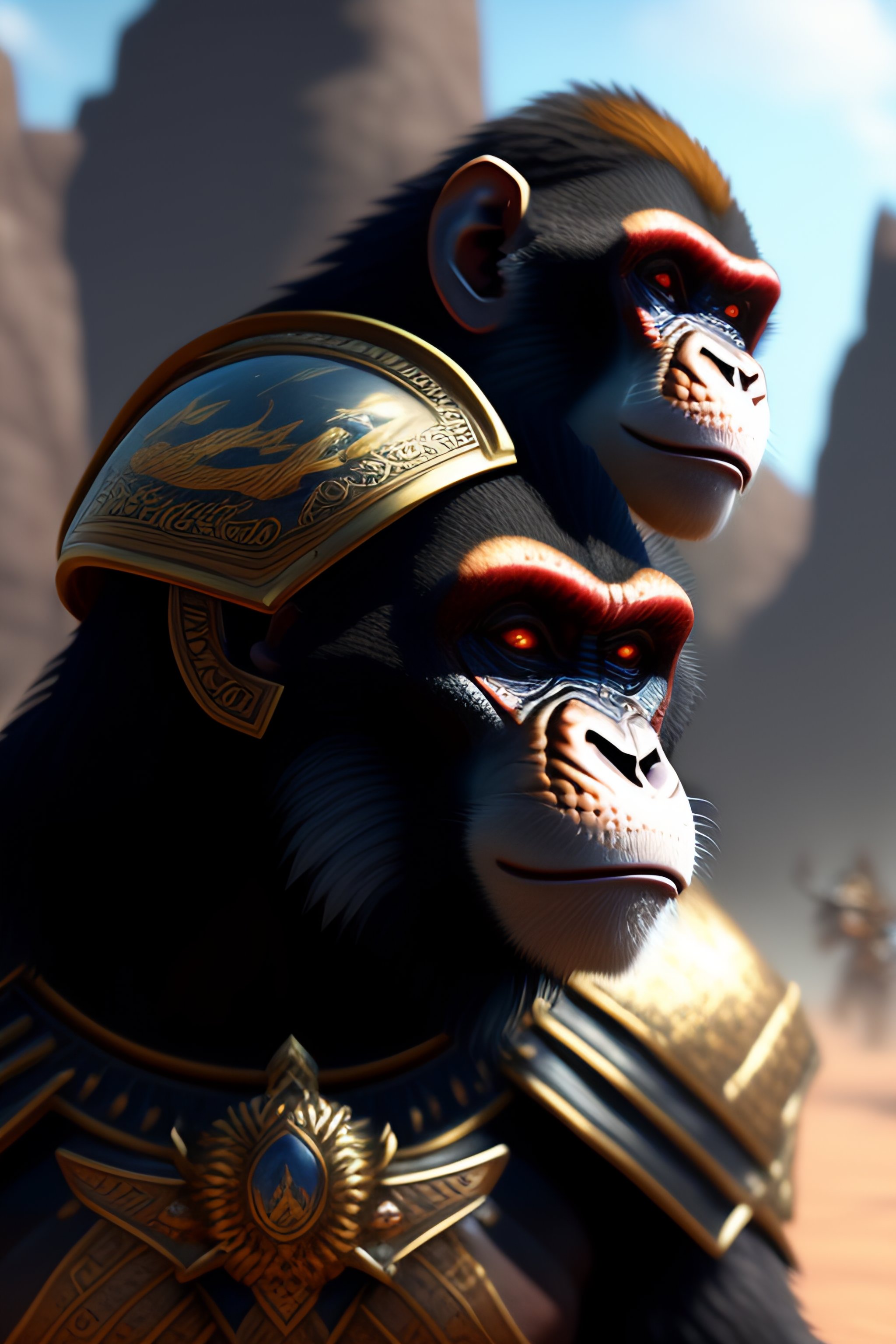 Lexica - Powerful Monkey Armored , Realistic , detailed, Rpg style