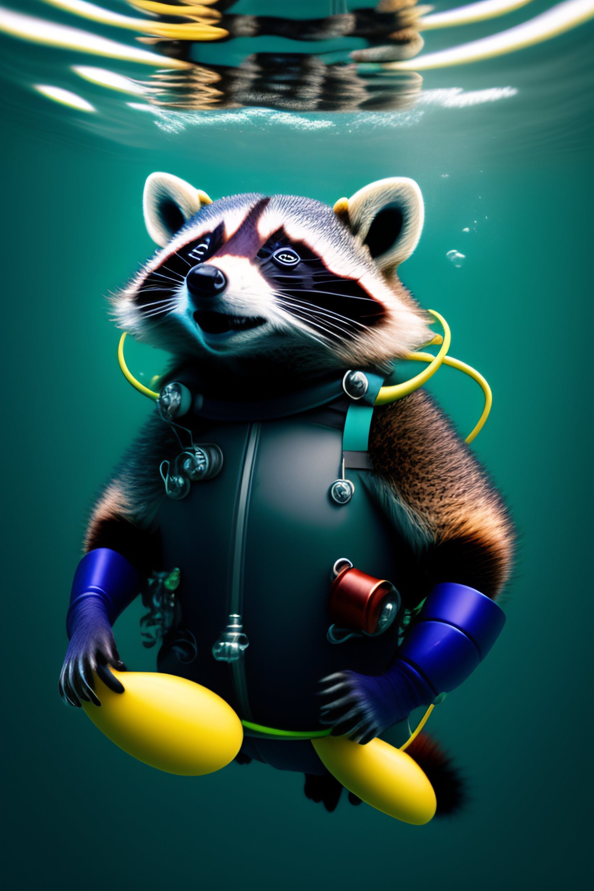 Lexica - Crazy raccoon in a diving suit