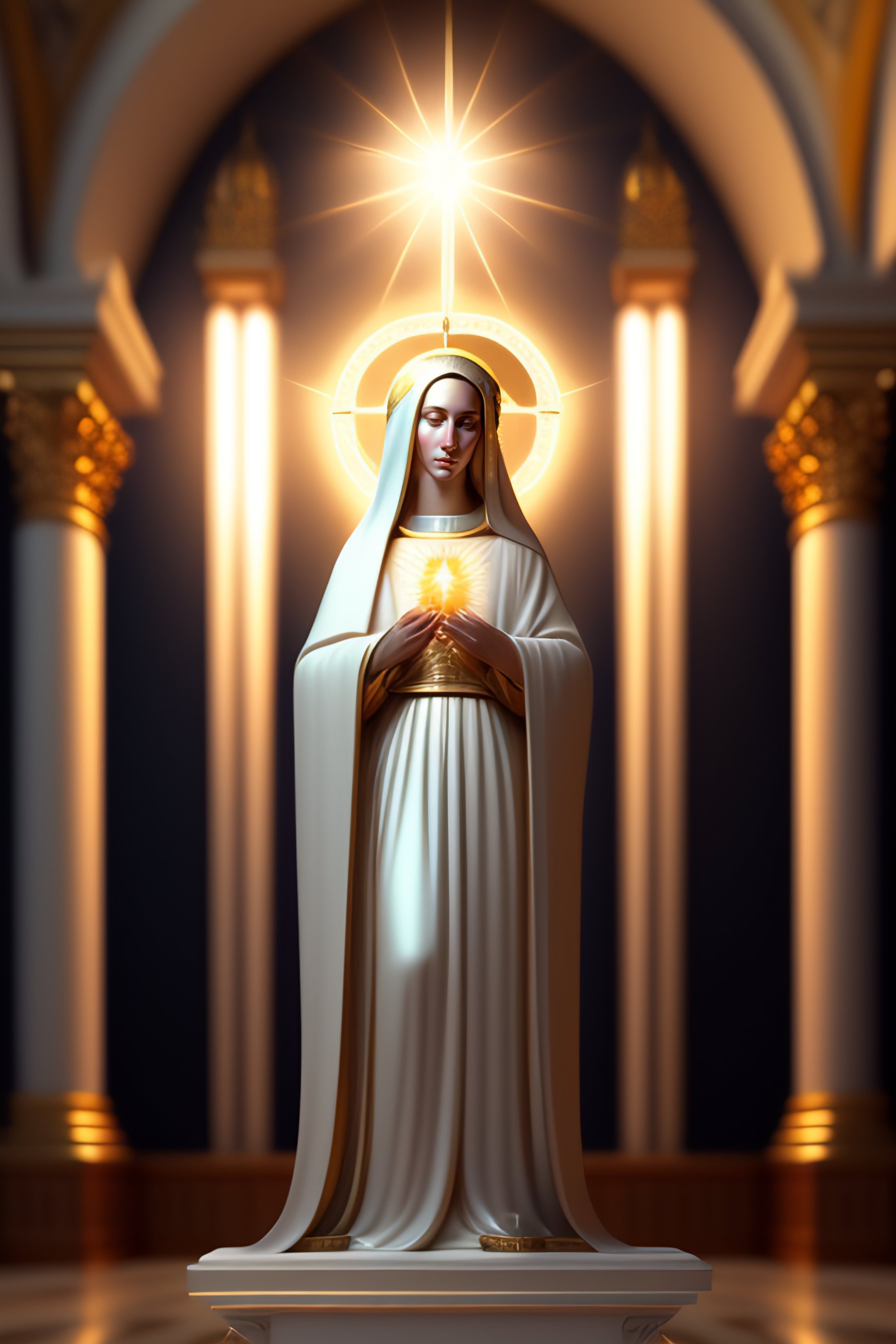 Lexica - Full body shot of the virgin mary in a church with a holy ...