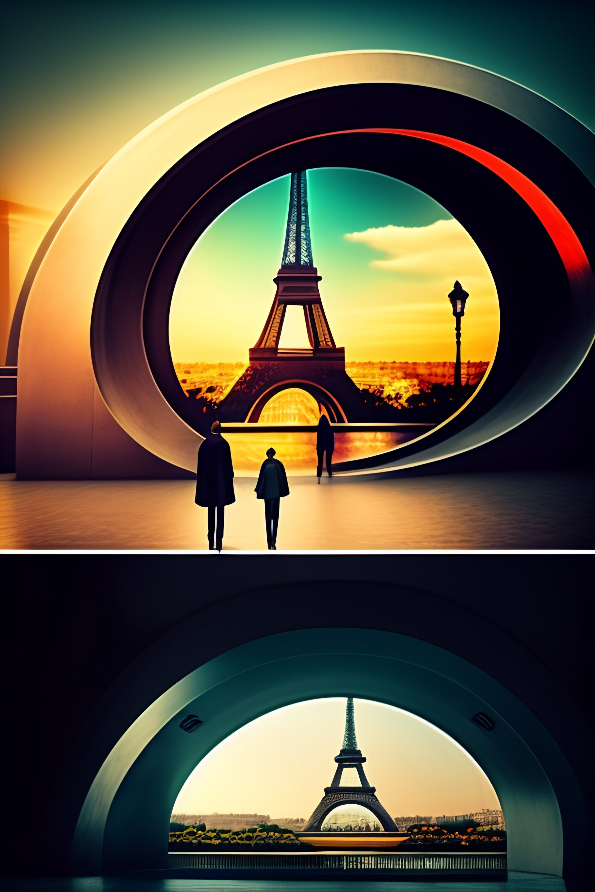 Lexica - Vintage paris welcoming aliens from outer space while people ...