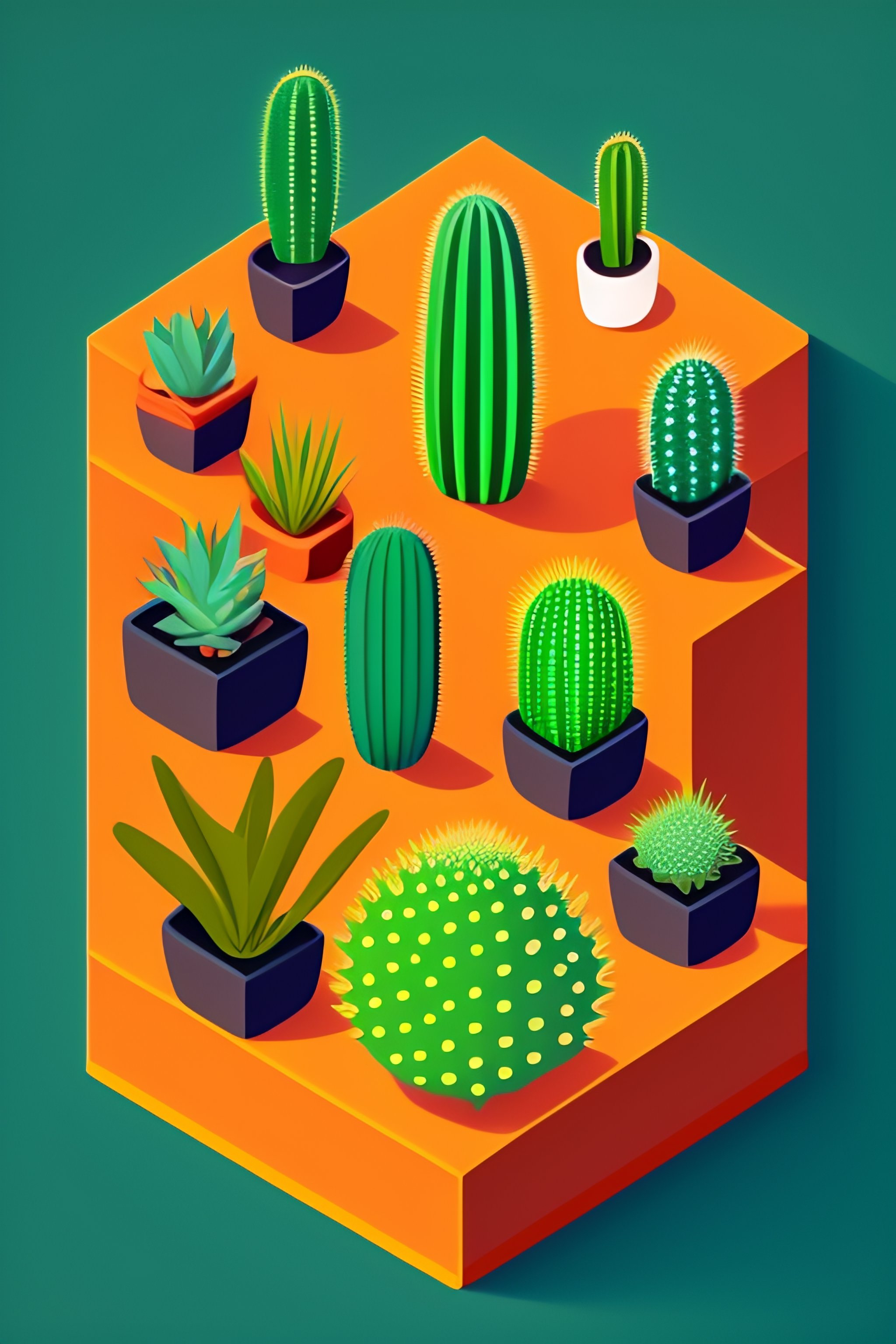 Lexica - Isometric pattern with cactus