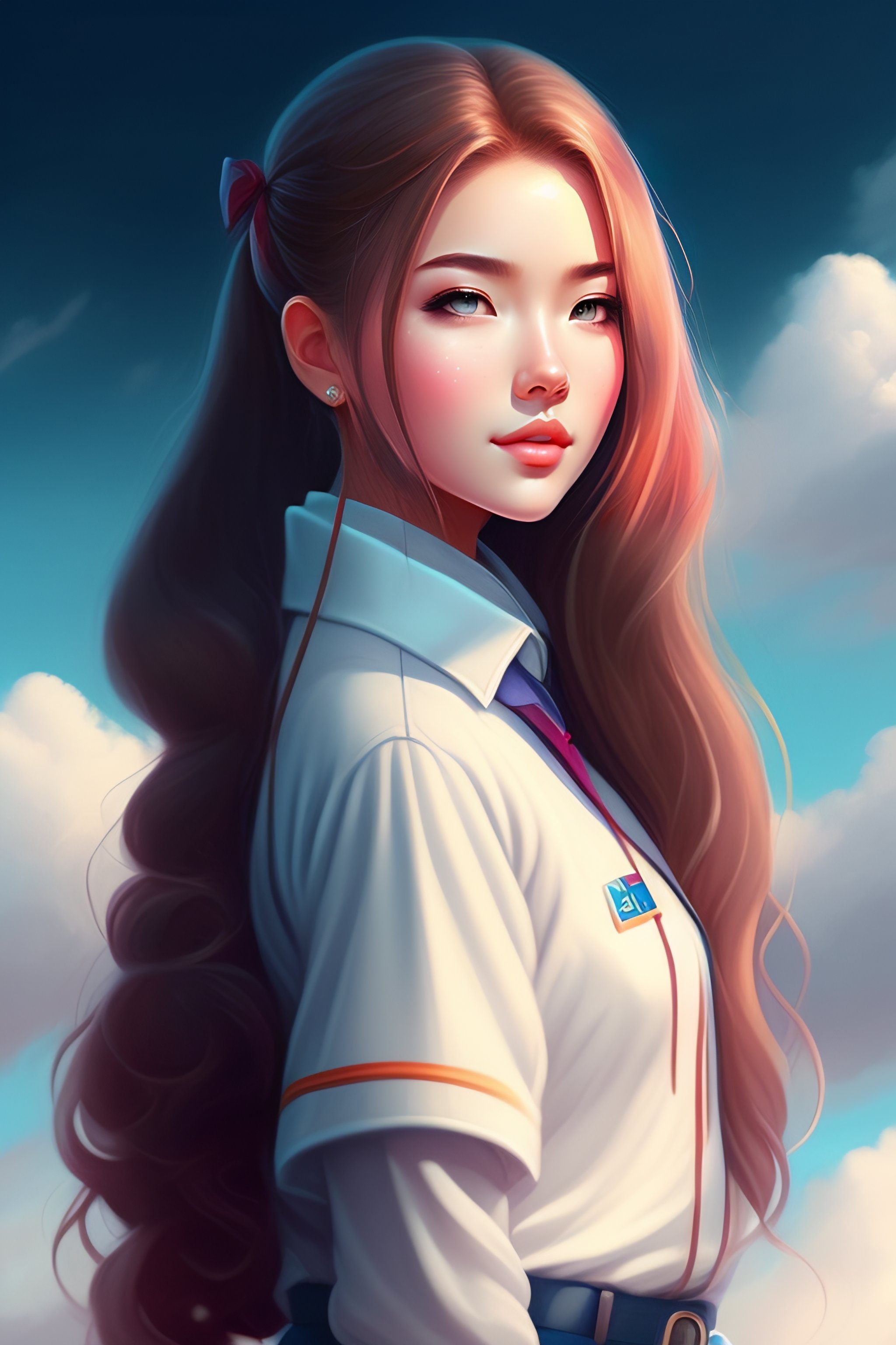 Lexica - Portrait of cute girl, cloudy sky background lush landscape illustration concept art ...