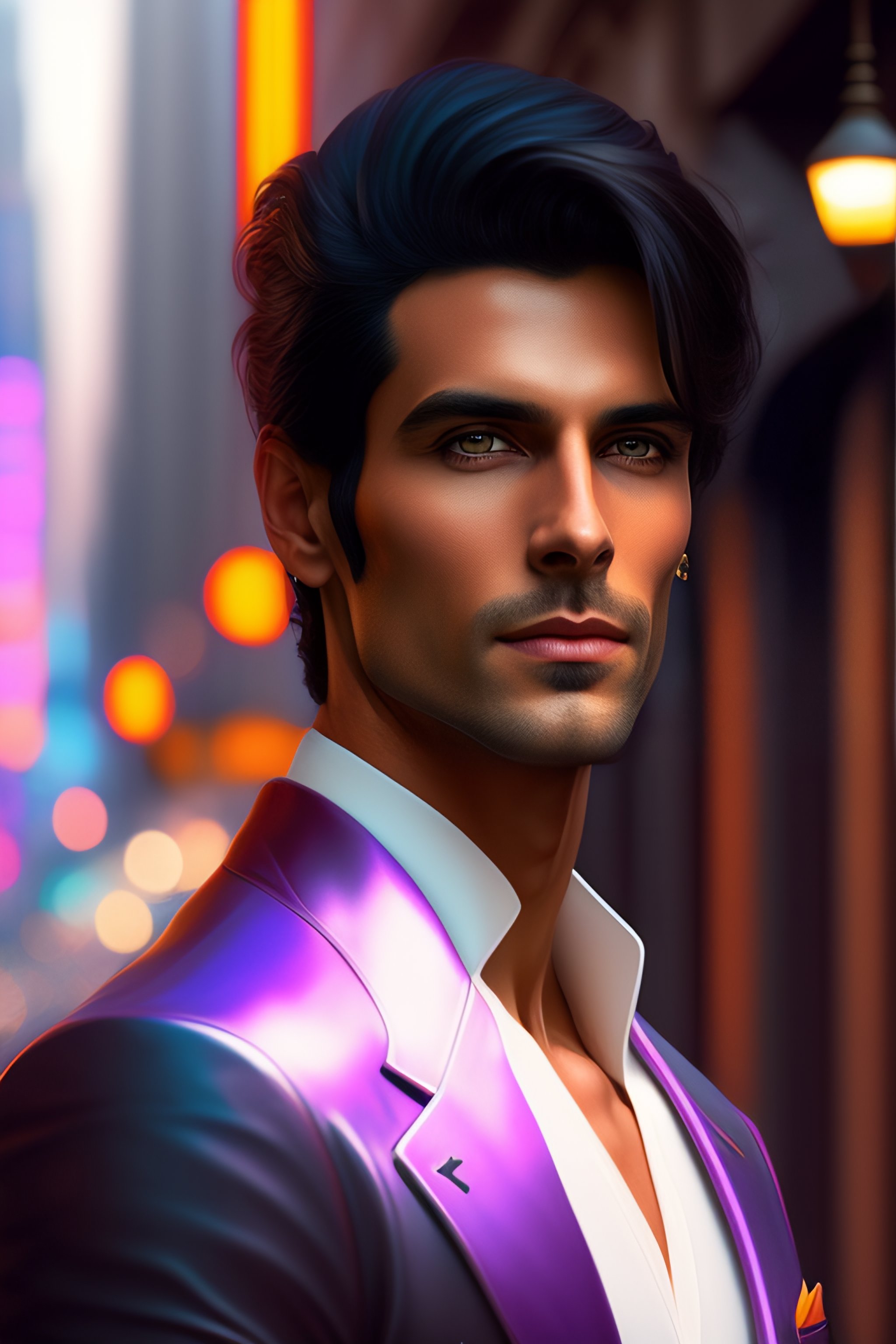 Lexica - Full length shot of handsome dark haired male standing in ...