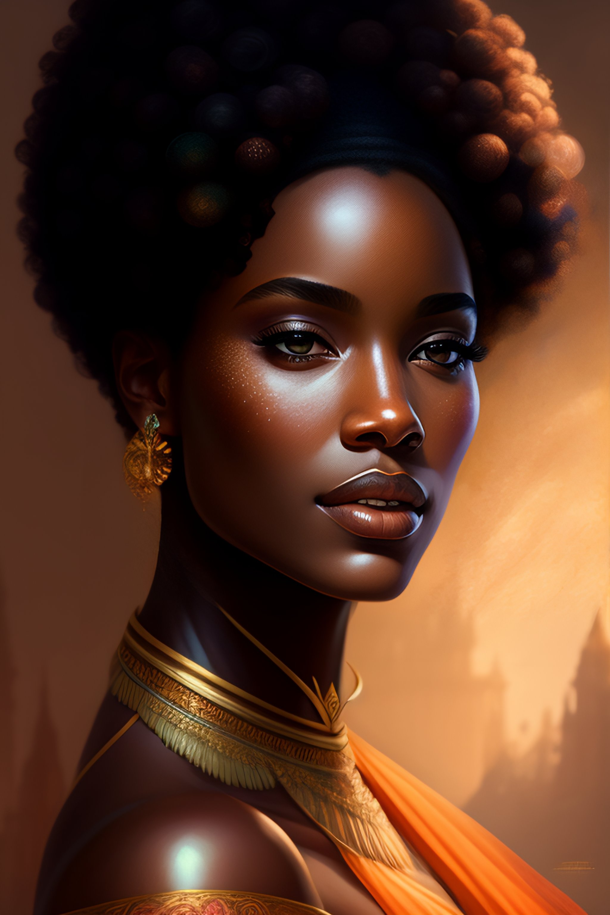 Lexica - Image of goddess Beauty portrait of woman with afro, d & d ...