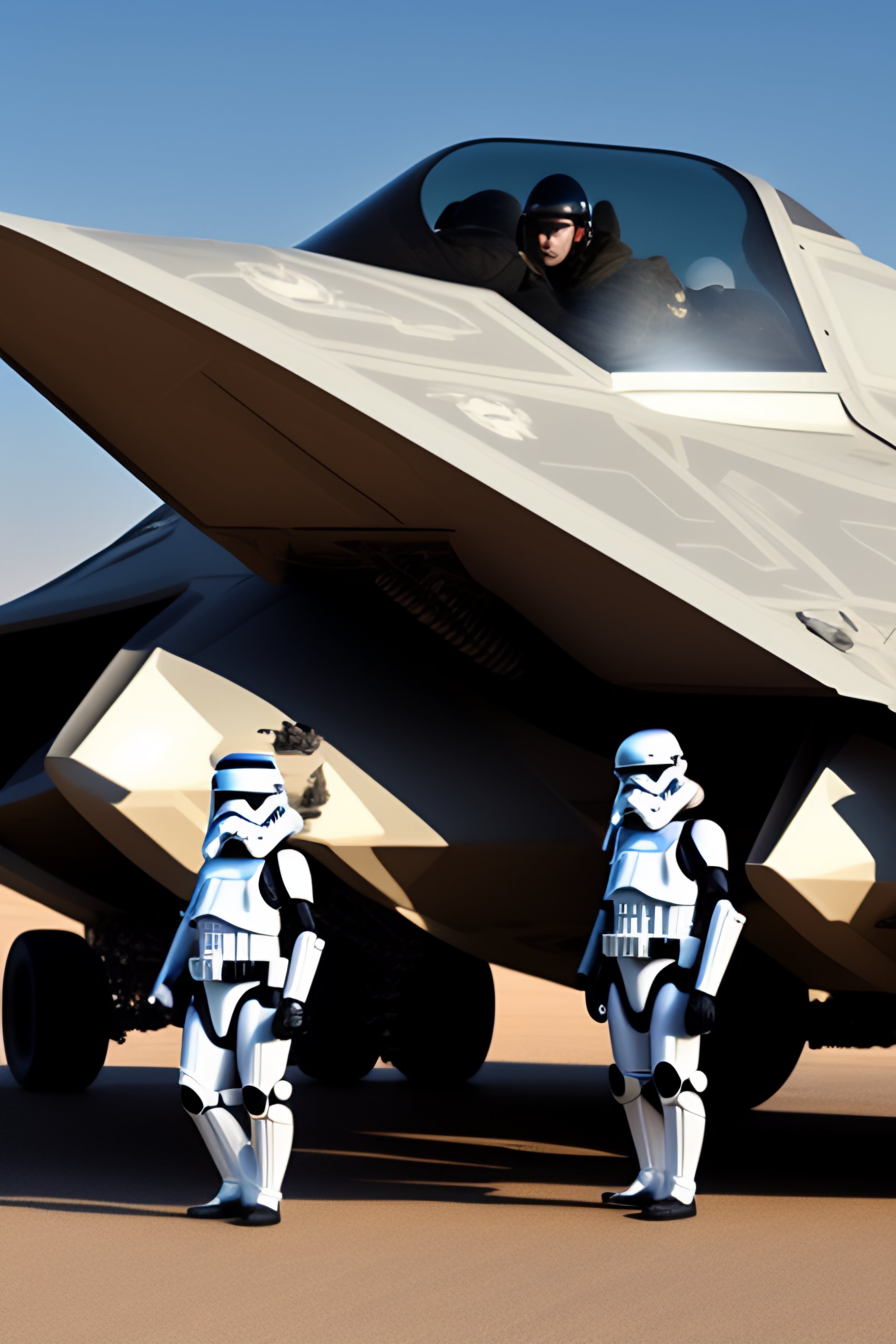 Lexica - 1930 stormtroopers in a f22 raptor