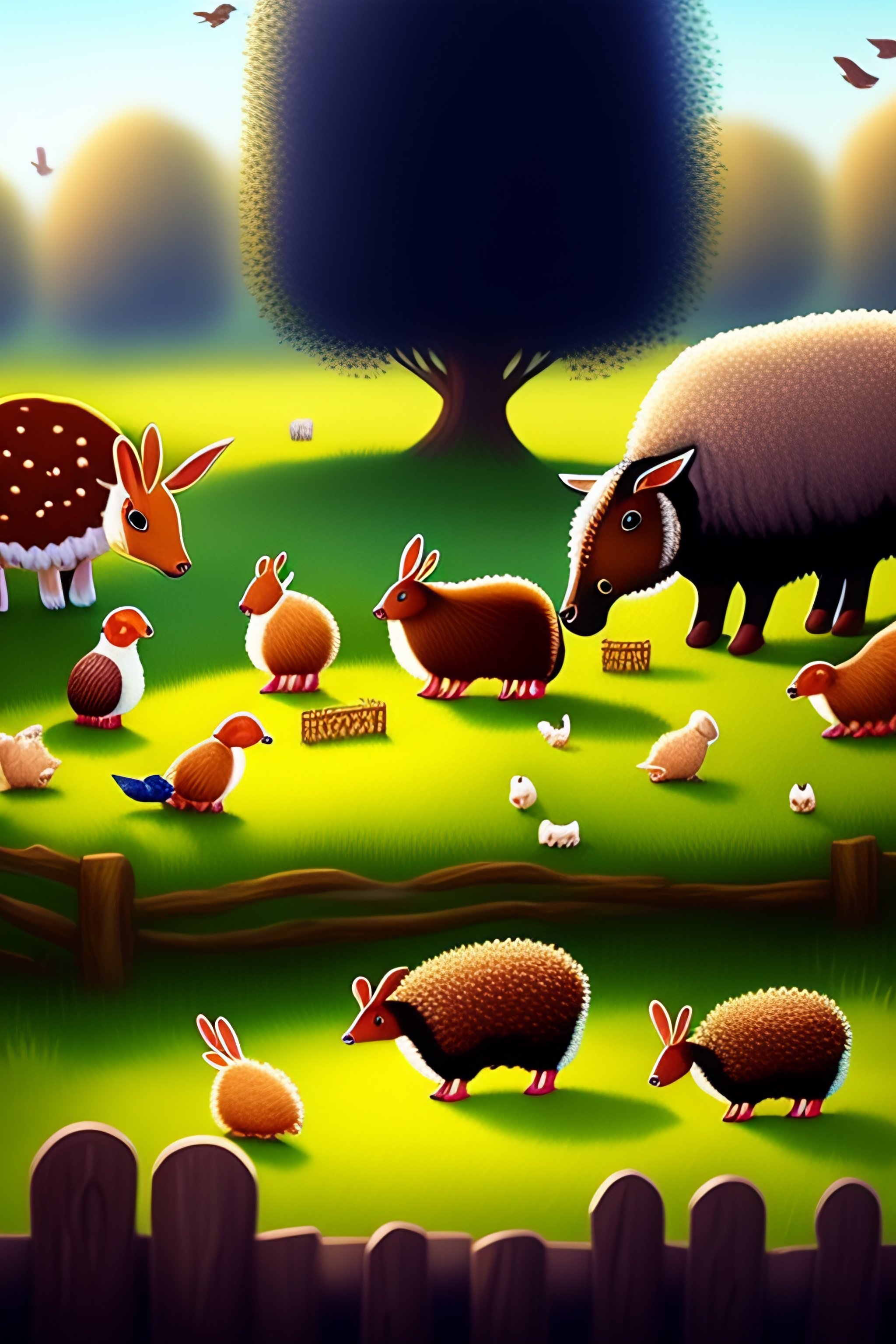 Lexica - A group of animal friends are having a picnic in a sunny ...
