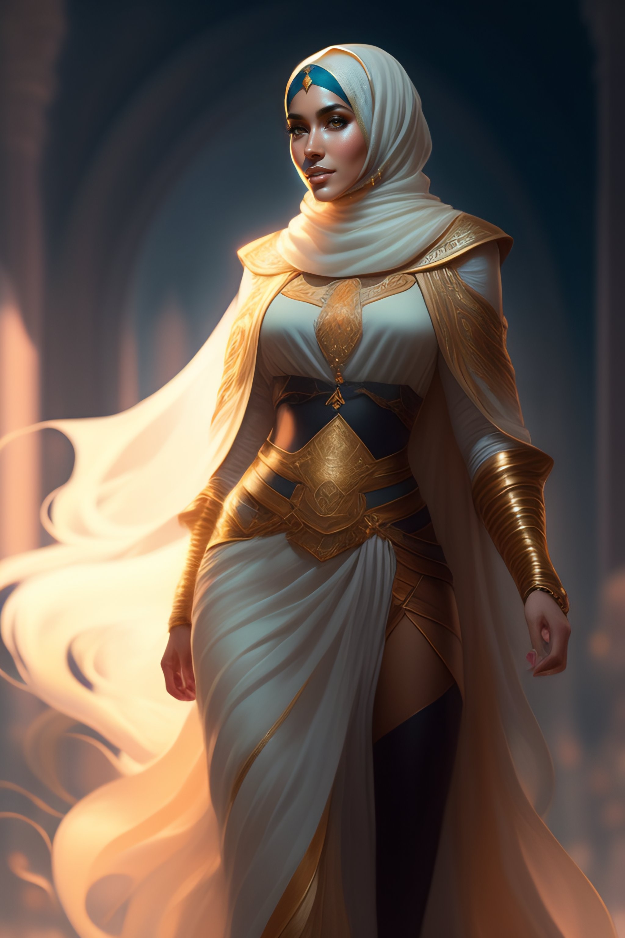 Lexica - Full body rising queen wearing hijab by stanley artgerm lau, greg rutkowski, alphonse ...