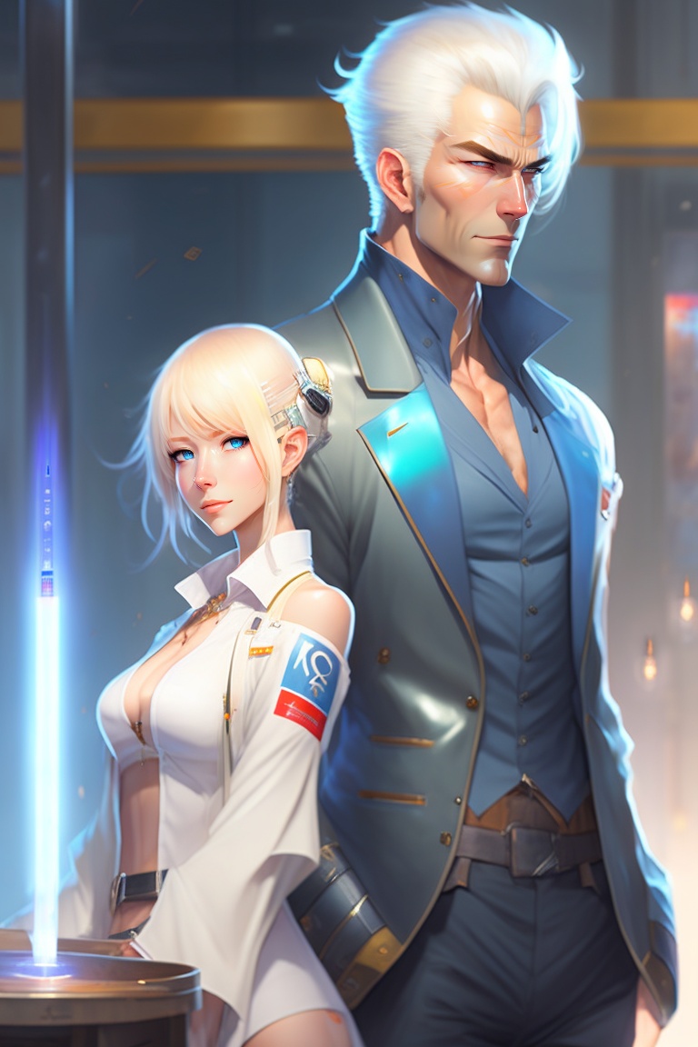 Lexica - Two Anime cyberpunk blacksmith old man with a big hummer and ...