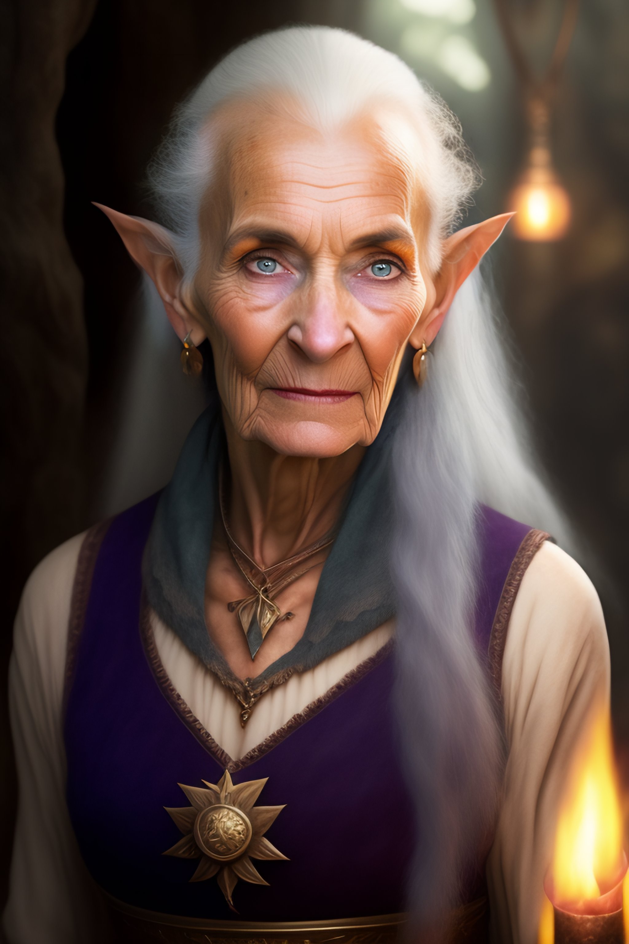 Lexica - An old and skinny halfling witch with little hair, pointed ...