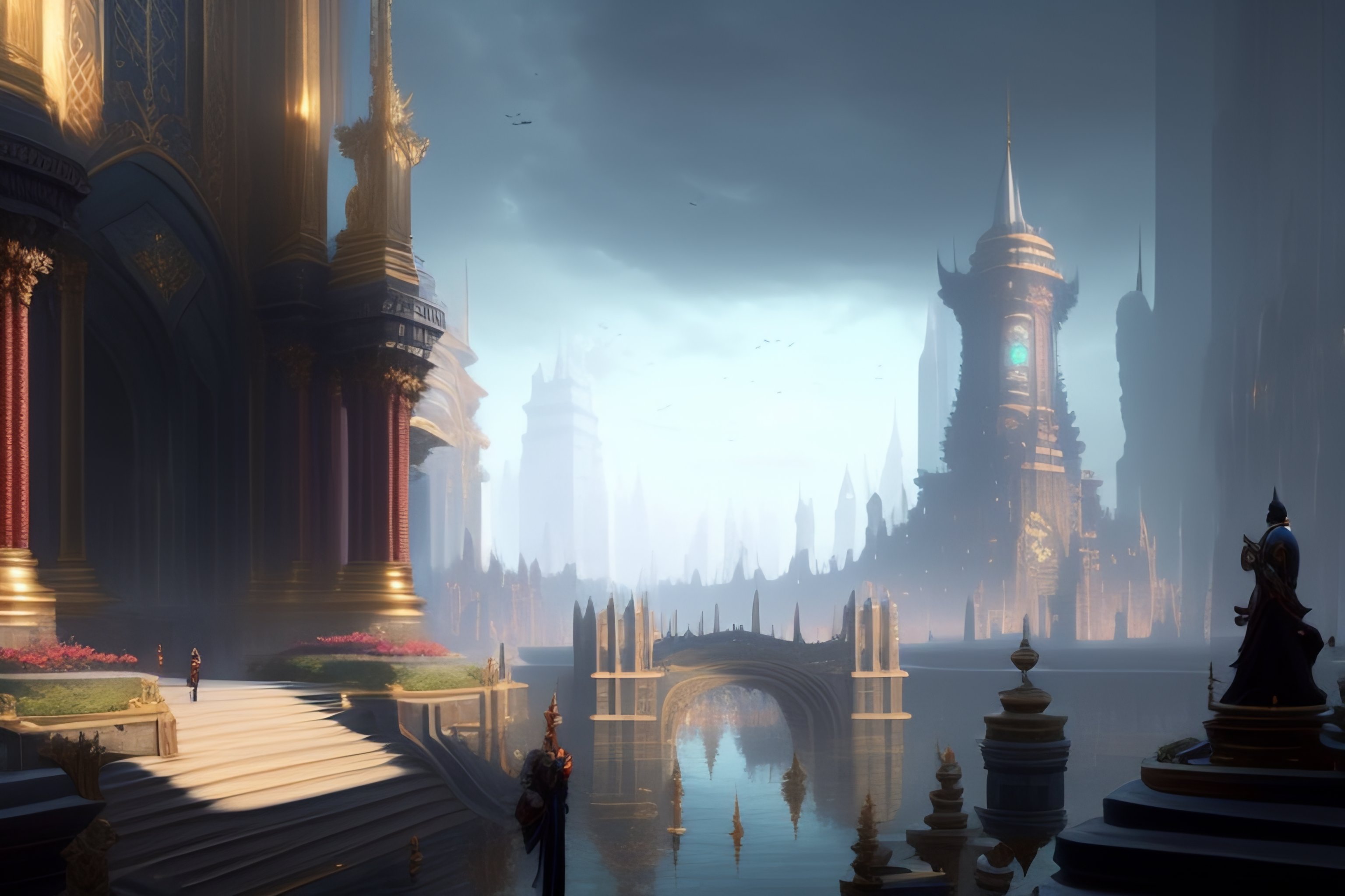 Lexica - Epic view, wide angle, elegant fantasy capital city, insanely ...