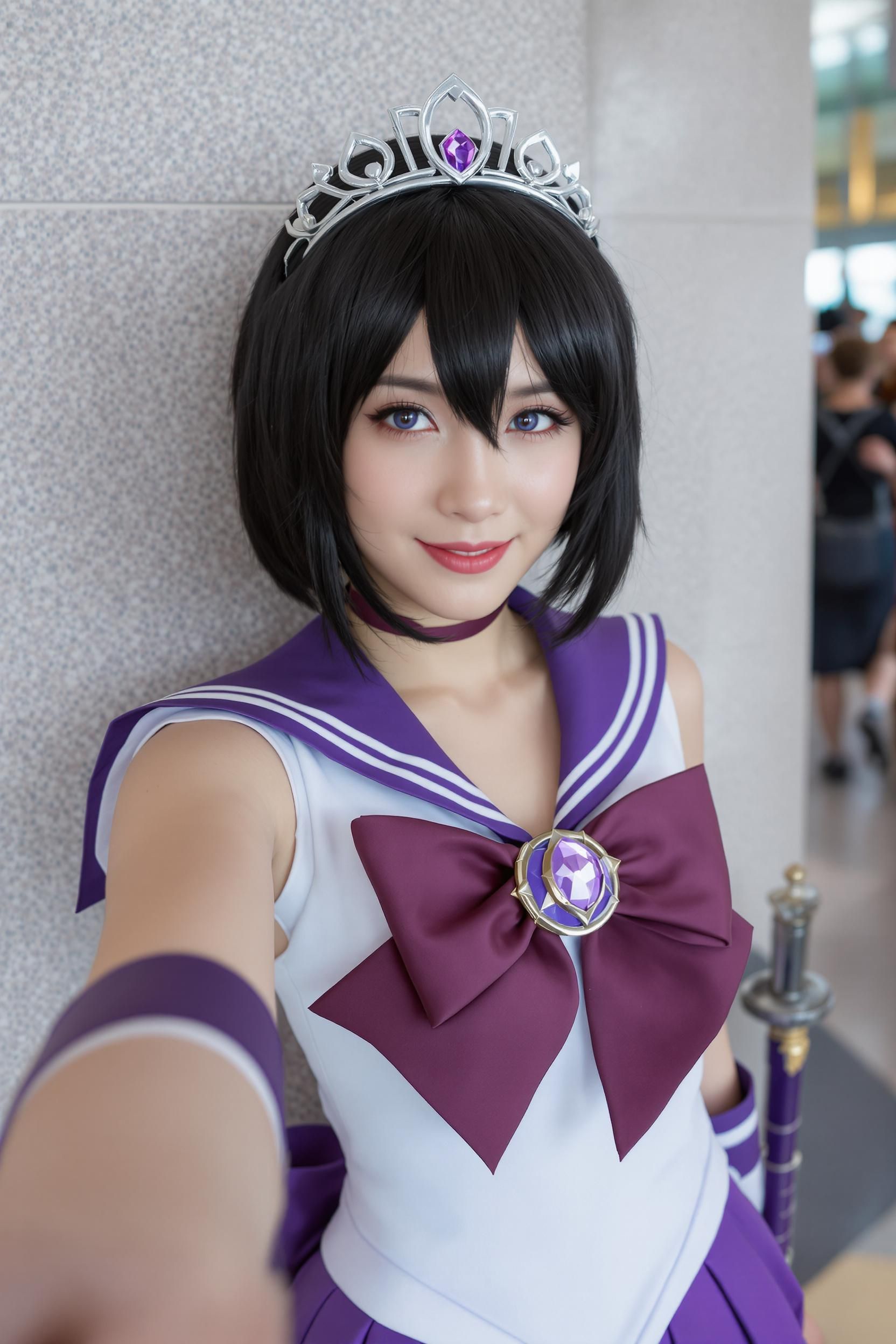 Lexica - A realistic selfie-style portrait of a woman cosplaying as ...