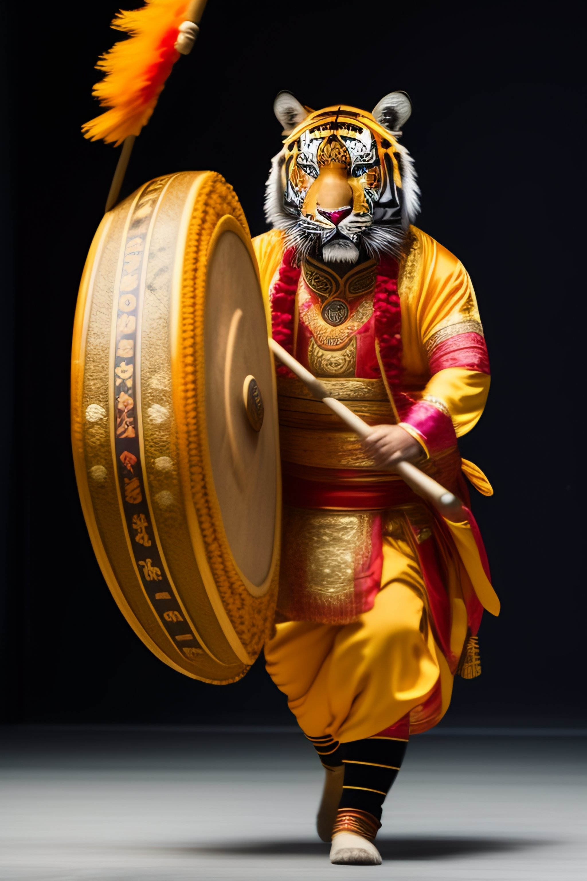 Lexica - A person wearing tiger mask and ancient Tang dynasty clothing ...