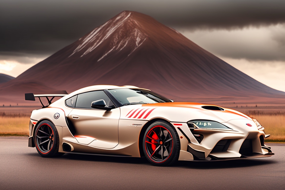 Lexica - In the midst of a cloudy and somber day, an aged Supra stands ...
