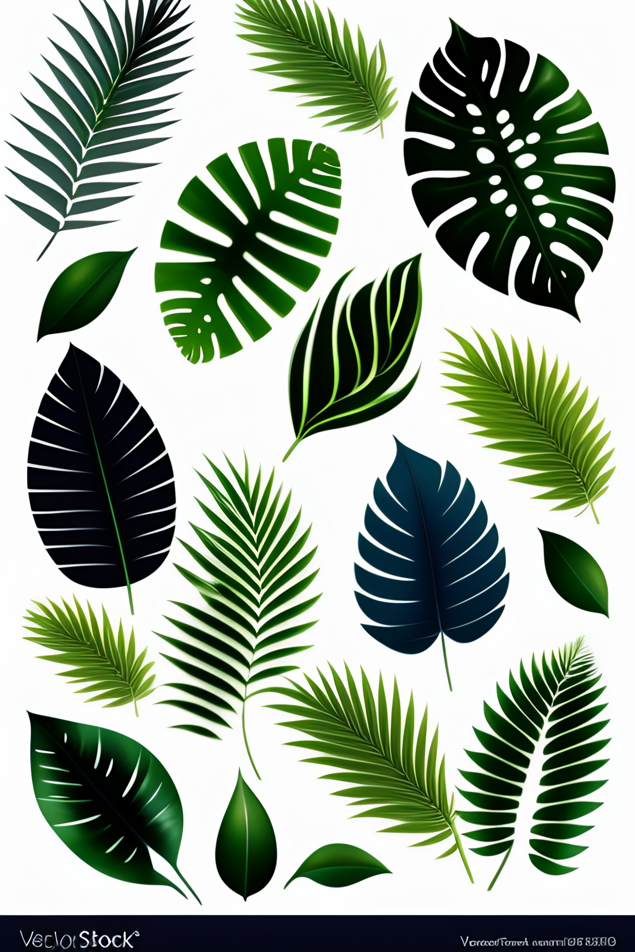 Lexica - Vector tropical leaves lines , white background