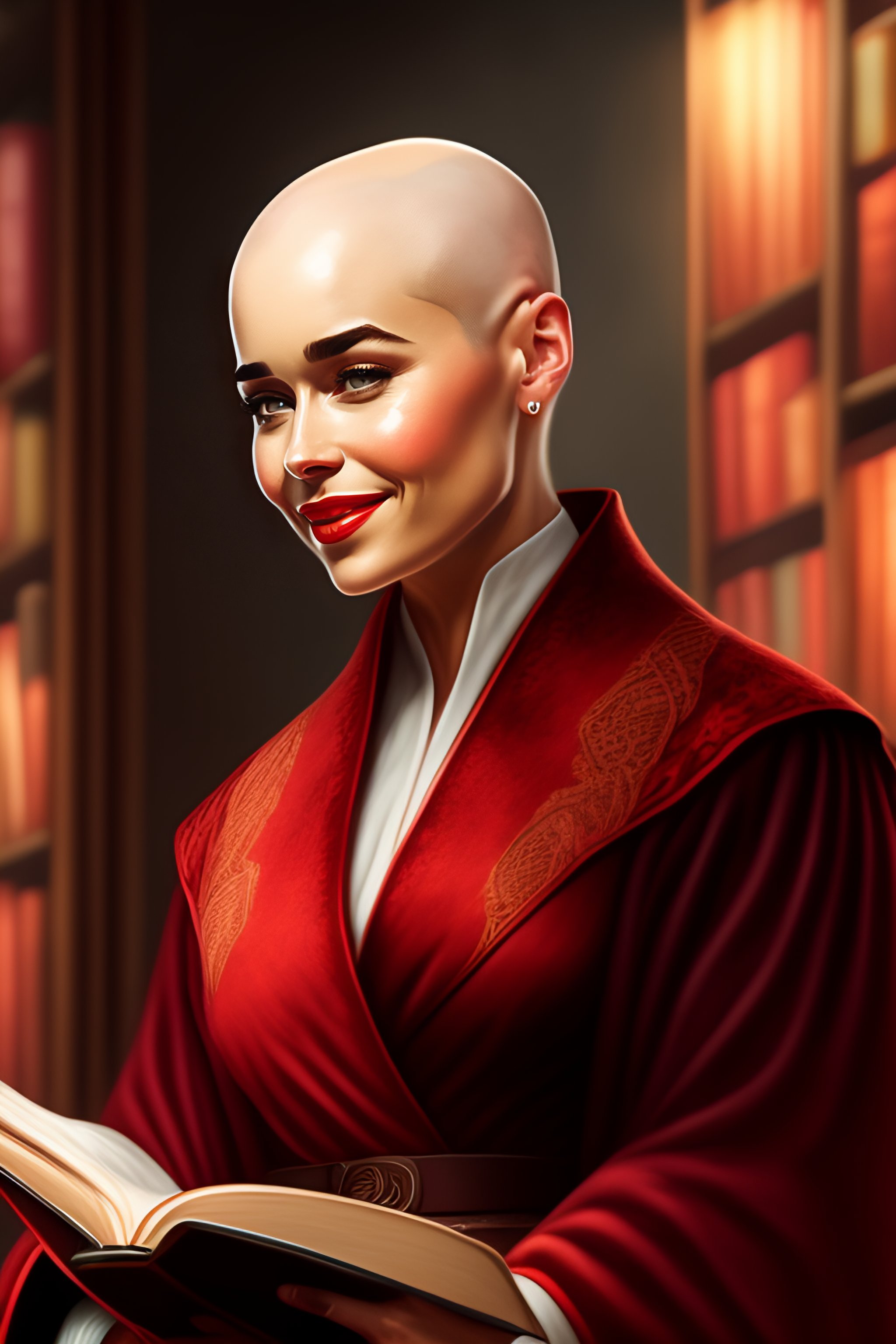 Lexica - Bald young pale woman reading a book, emilia clarke, bald ...