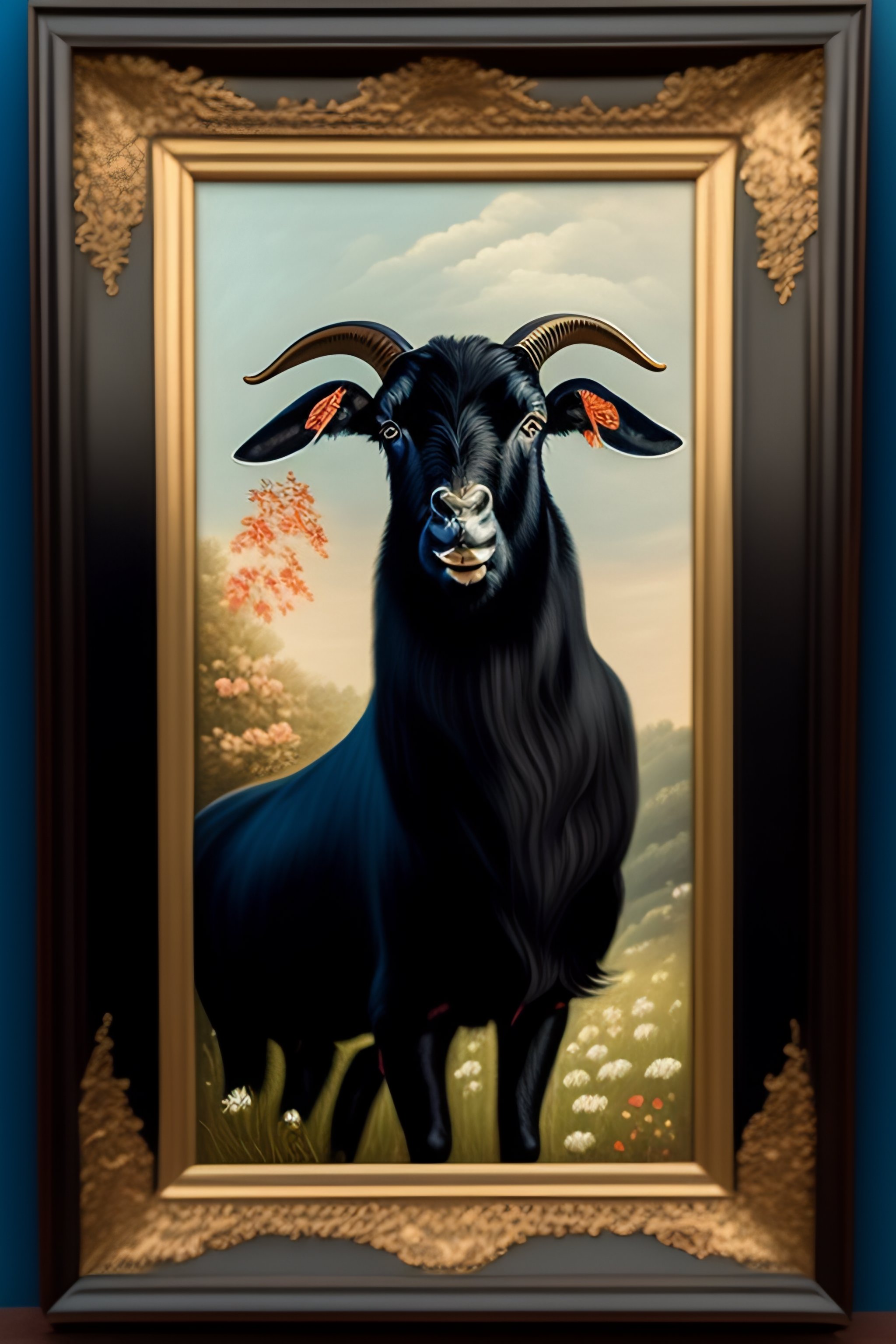 Lexica - Victorian painting of million of black goats floating