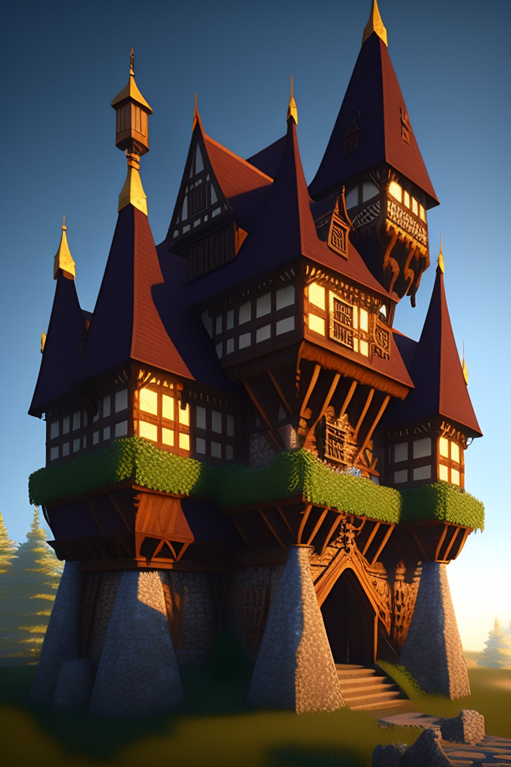 Lexica - Digital image of a wooden castle using V-Ray and the MEDIEVAL ...
