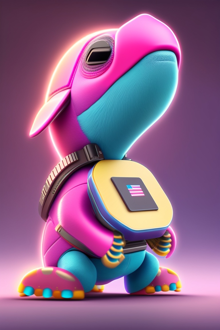 Lexica - A pink baby turtle,playing the guitar and singing into the ...