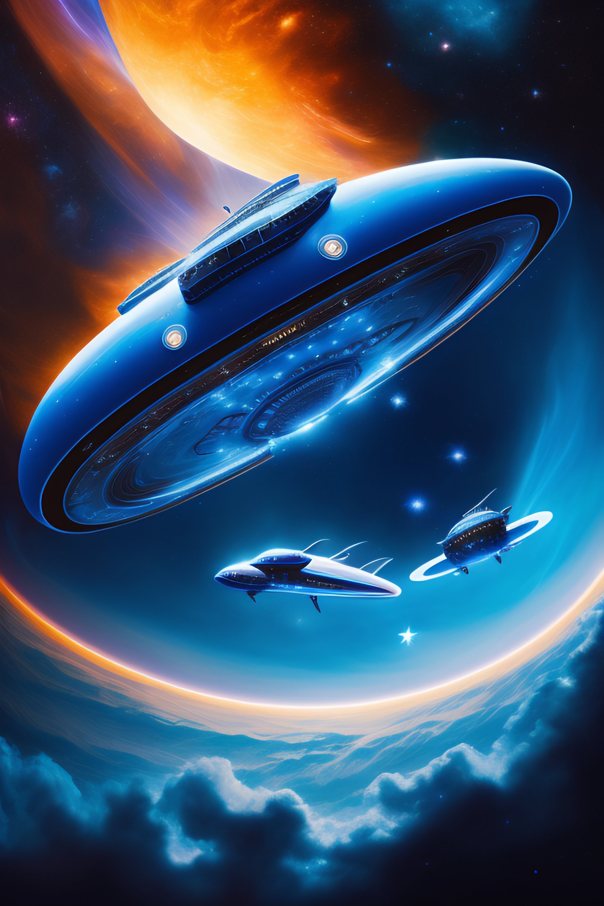 Lexica - A blue hydra flying in outer space