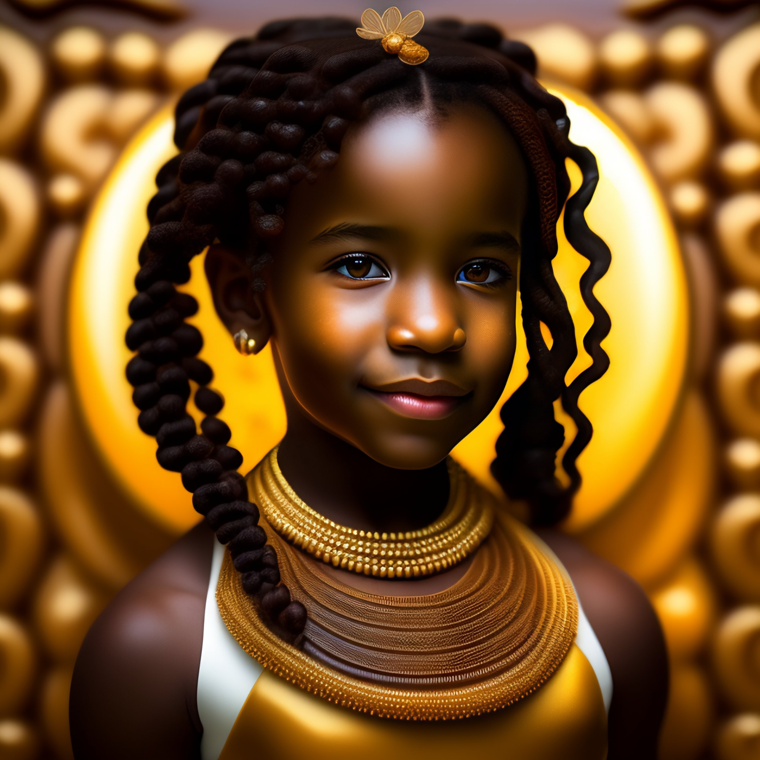 Lexica - Intricate portrait of black kid with curly braids, carved ...