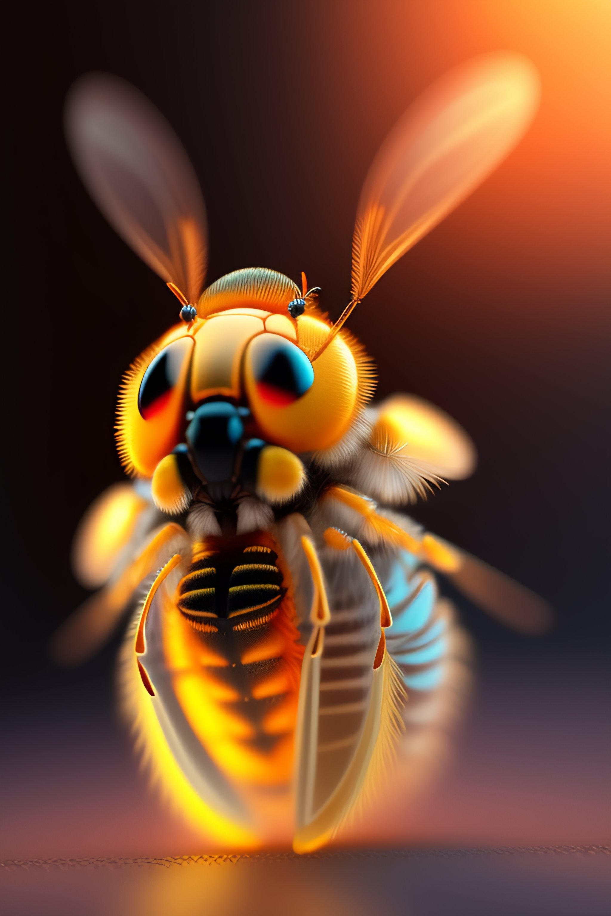 Lexica - A 3d render of a cute fuzzy pet fly insect dressed in a white ...