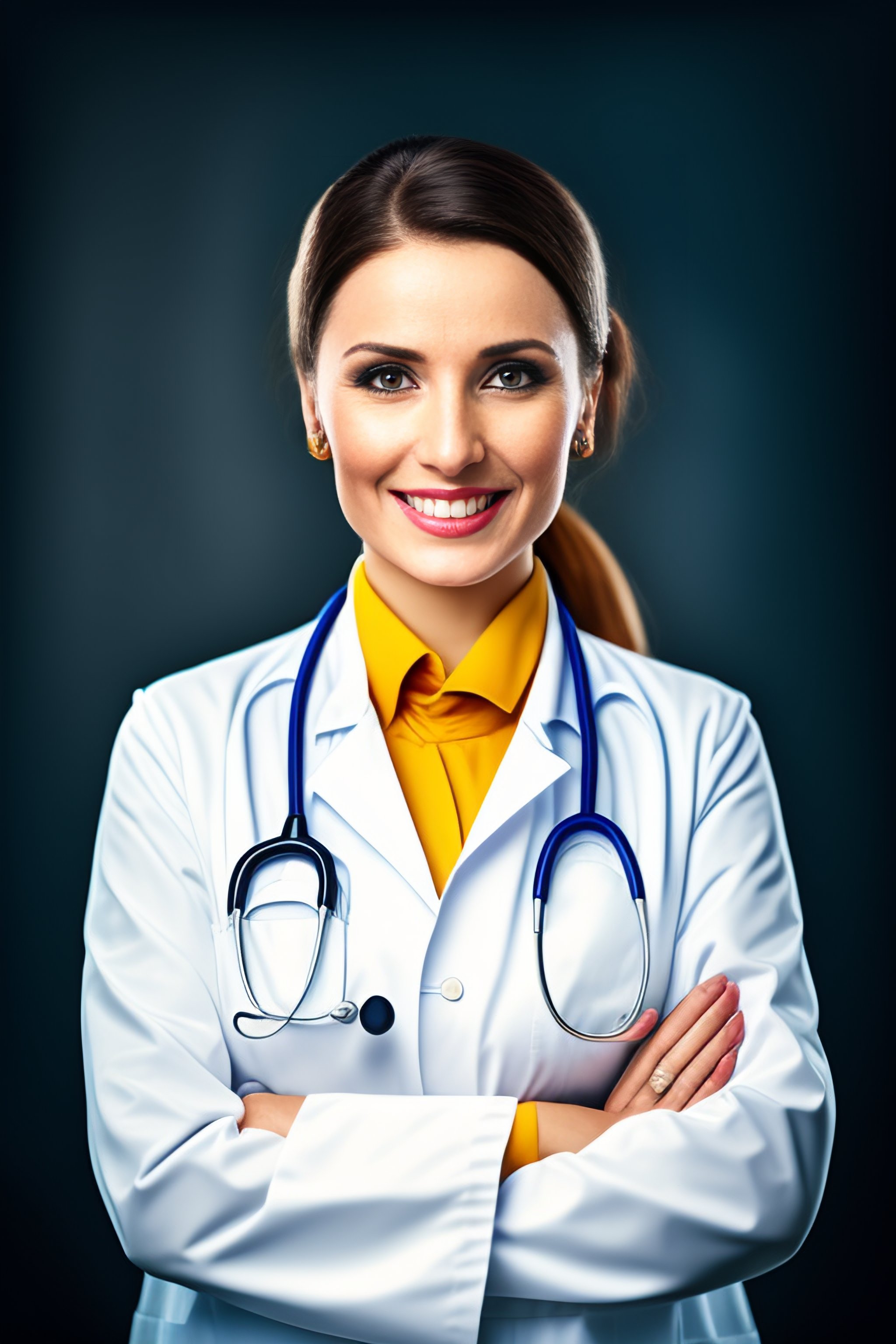 Lexica - Happy Ukrainian woman doctor on white background