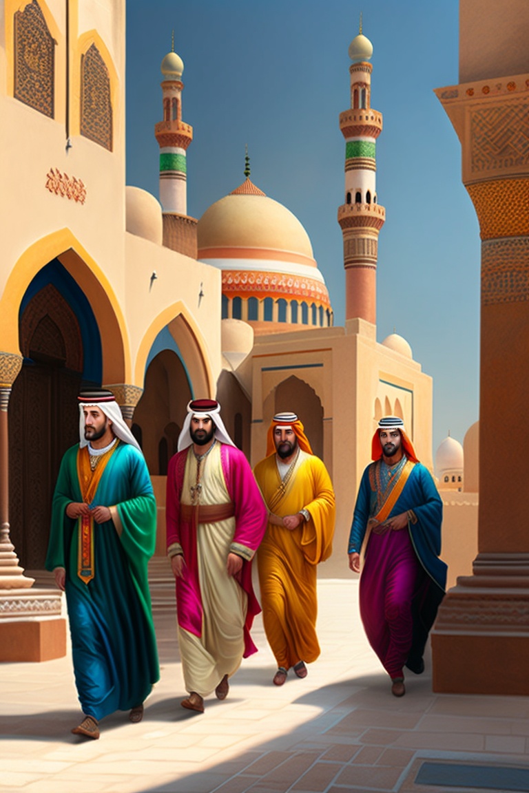 Lexica - An 8th century group of eight Arab philosophers, dressed in ...