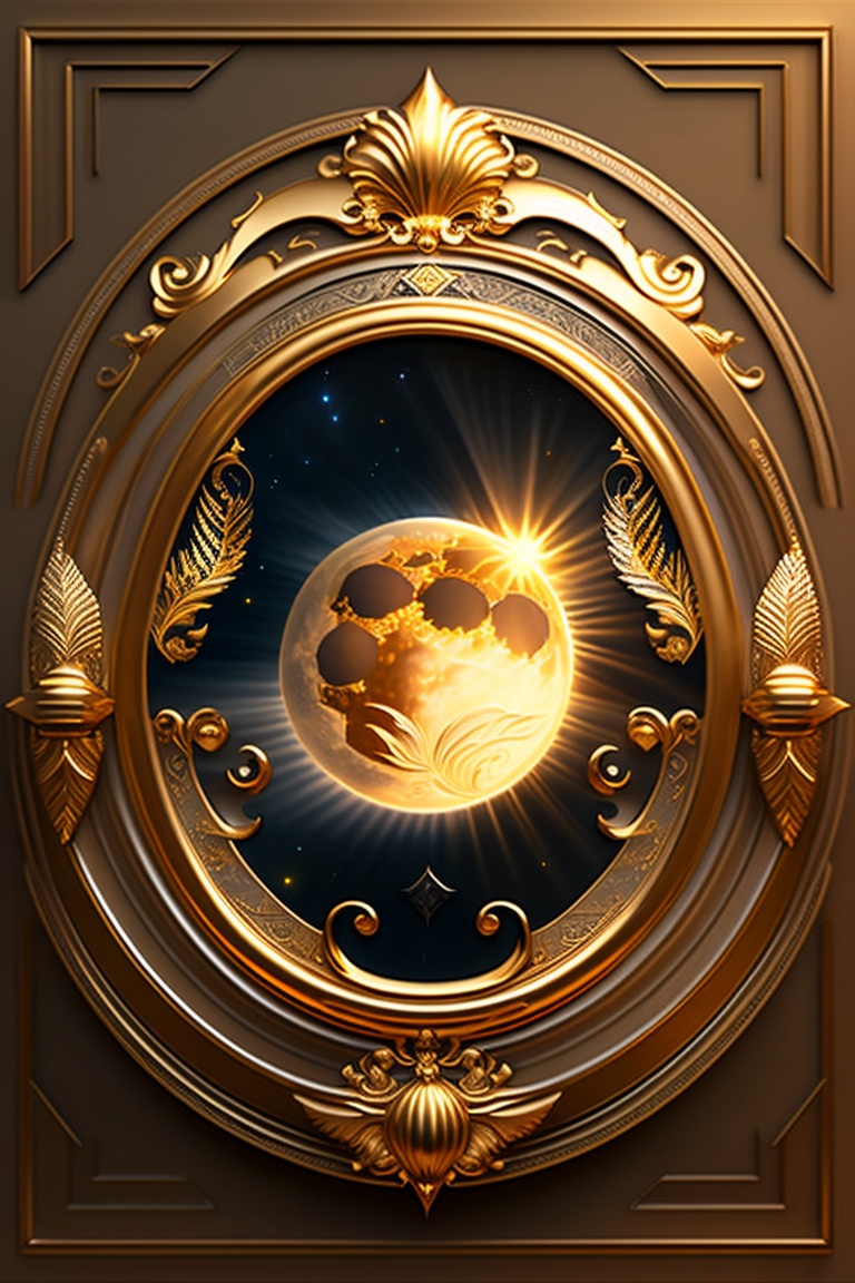 Lexica - SUN and Moon an intricate art nouveau edges frame, with golden ...