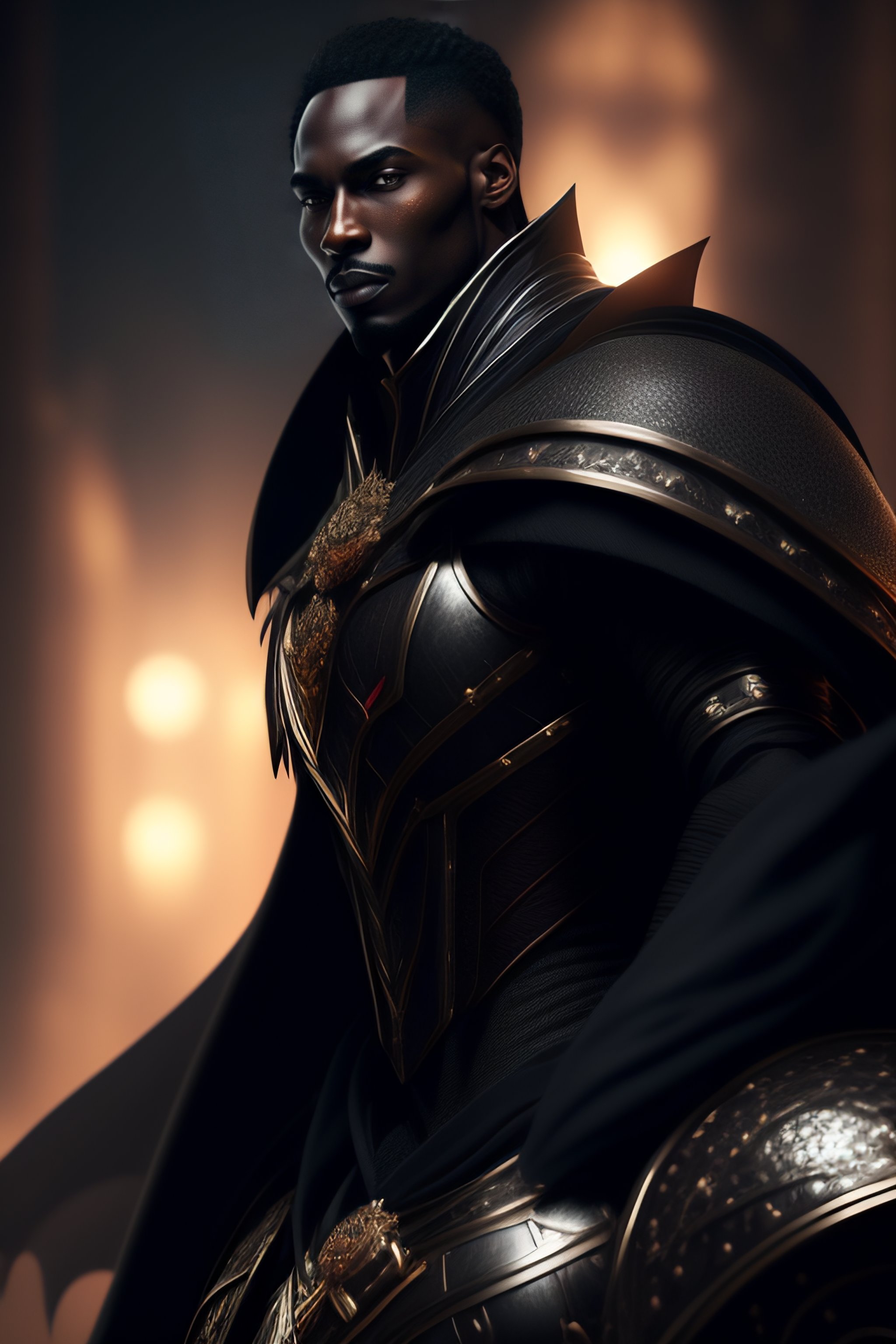 Lexica - Dark Armored,Black skin,dracula,realistic, 4k, full body,long air