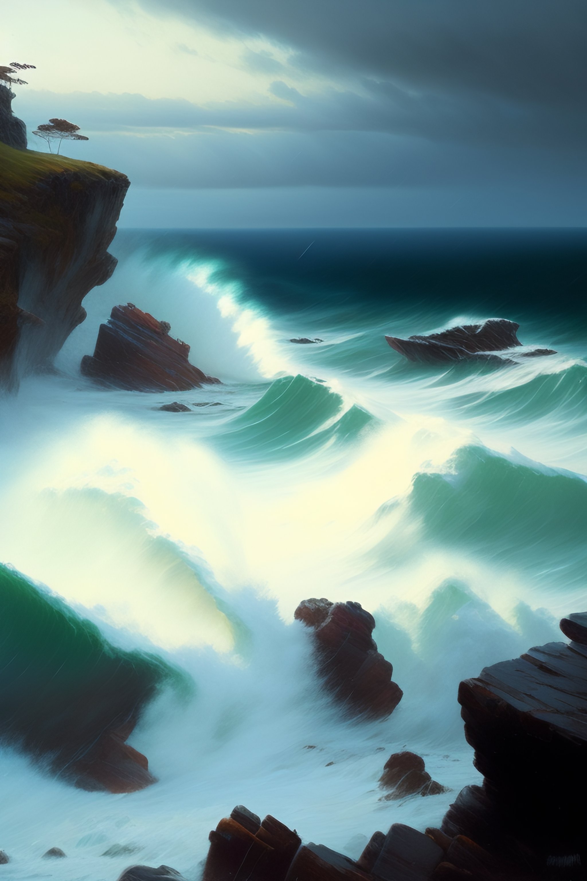 Lexica - Rocks being lashed by waves and singing, stormy weather, ocean ...