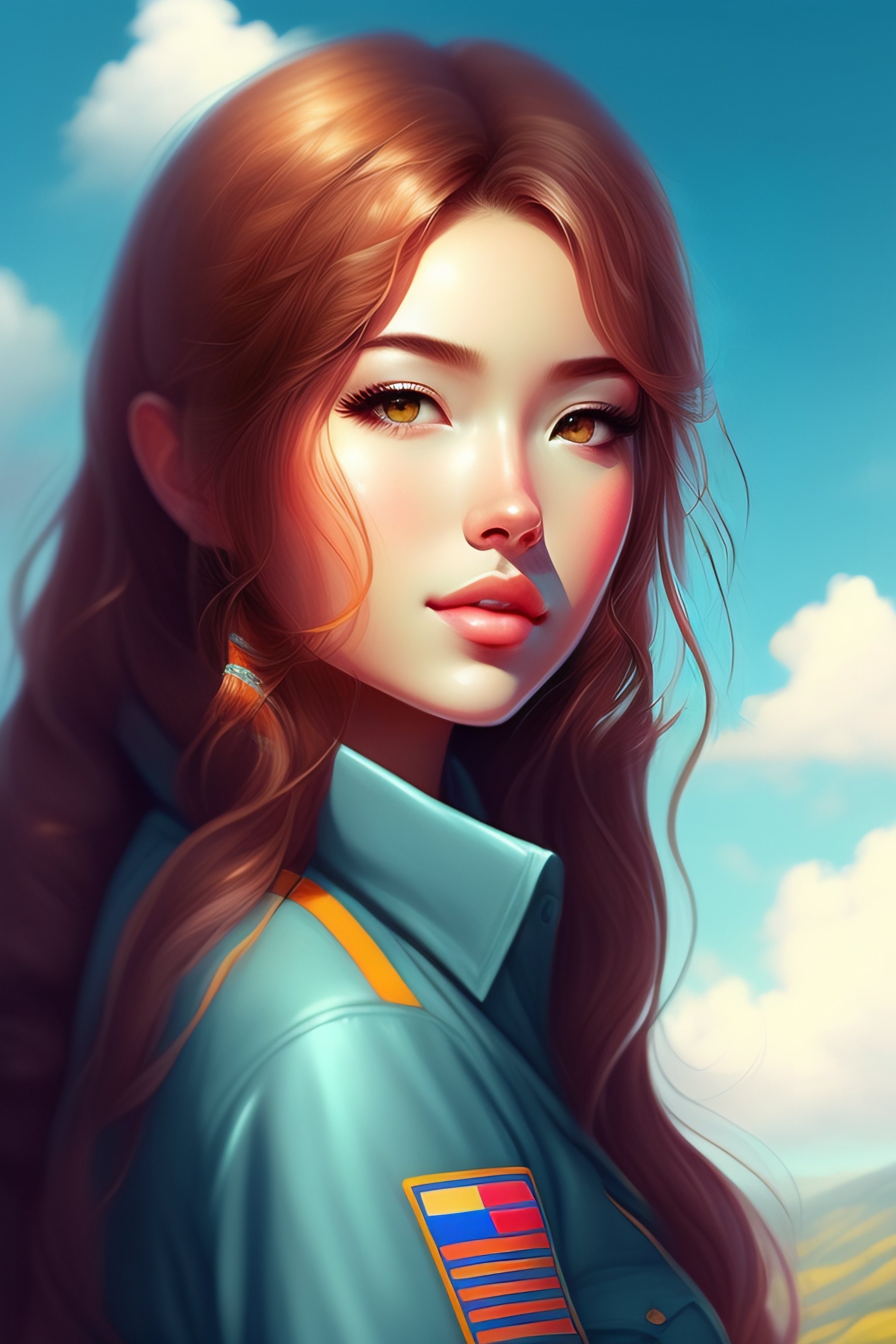 Lexica - Portrait of cute girl, cloudy sky background lush landscape ...