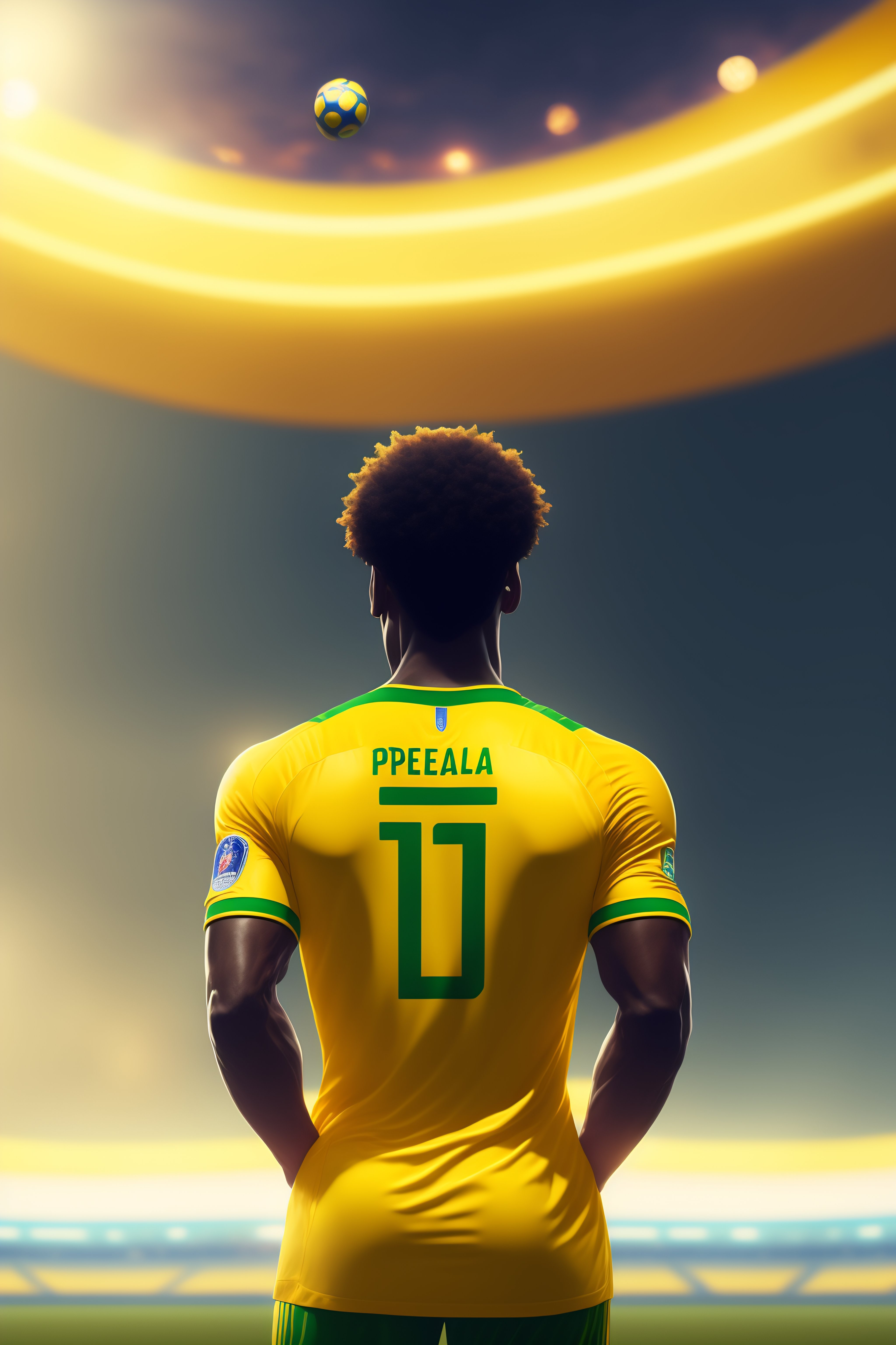 Lexica - Back of Footballer Pele wearing yellow brazil team jersey ...