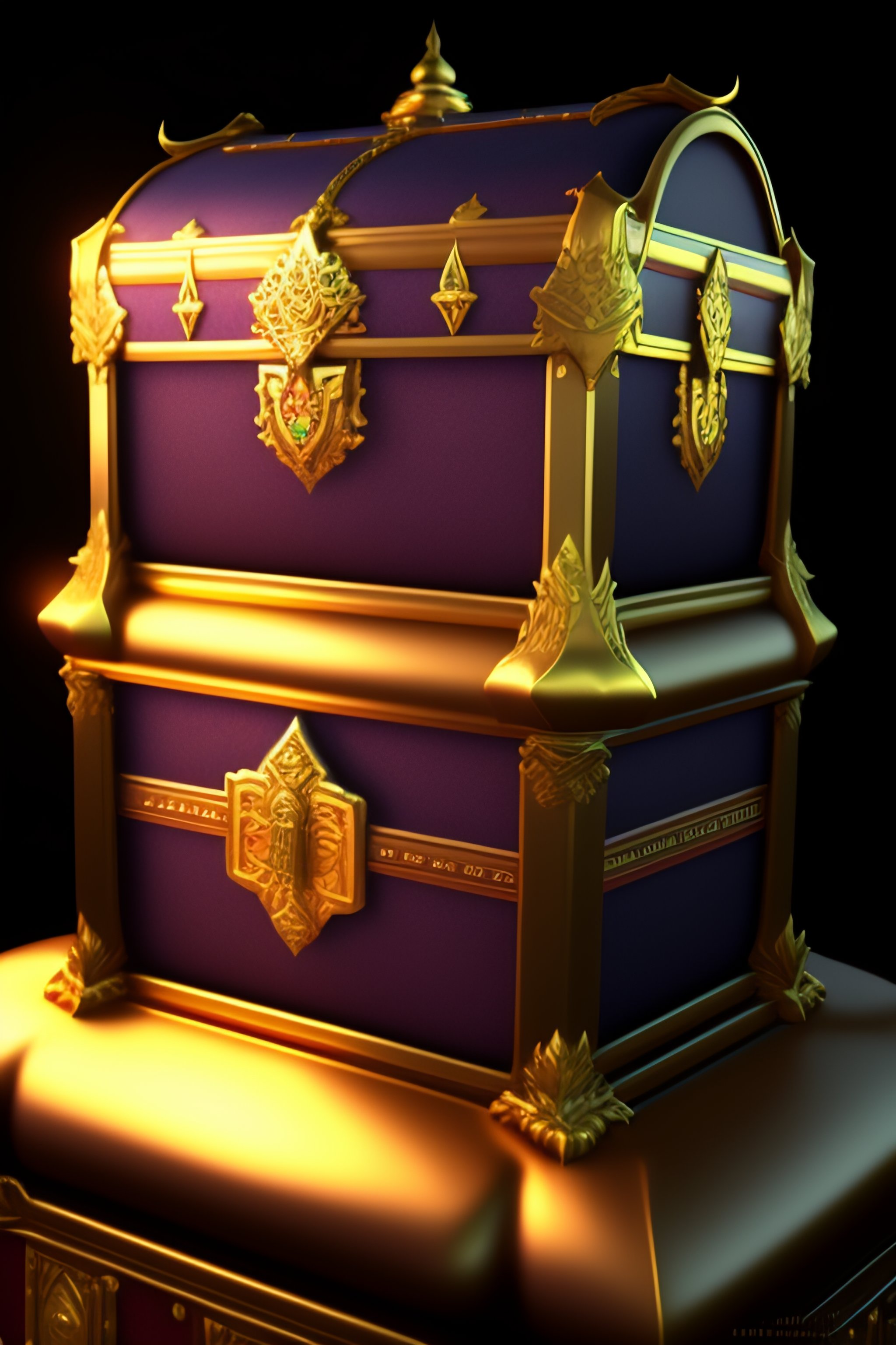 Lexica - Cinematic study of a fantasy chest containing gold and ...