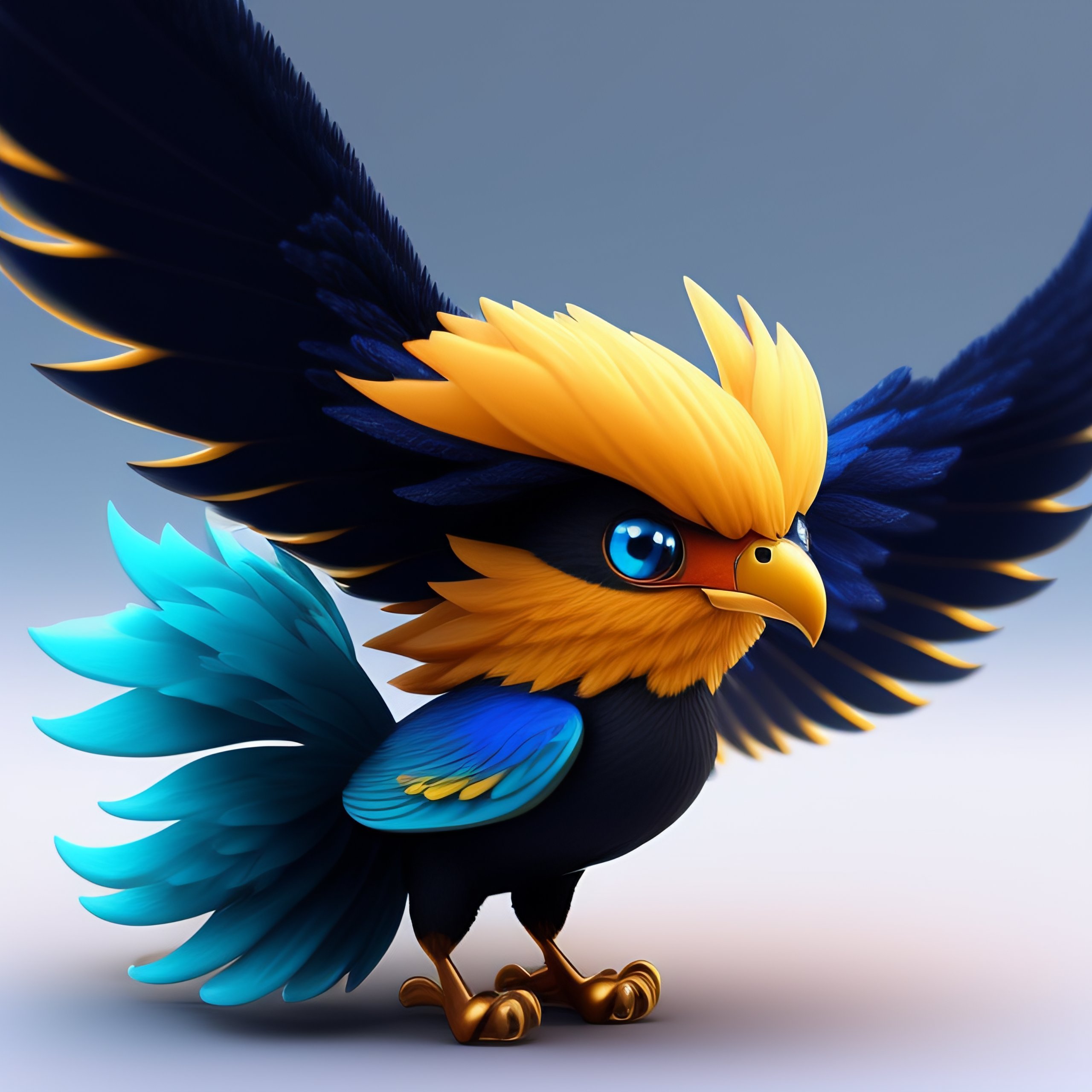 Lexica - A cute phoenix with big eyes and a black beak, it's feathers ...