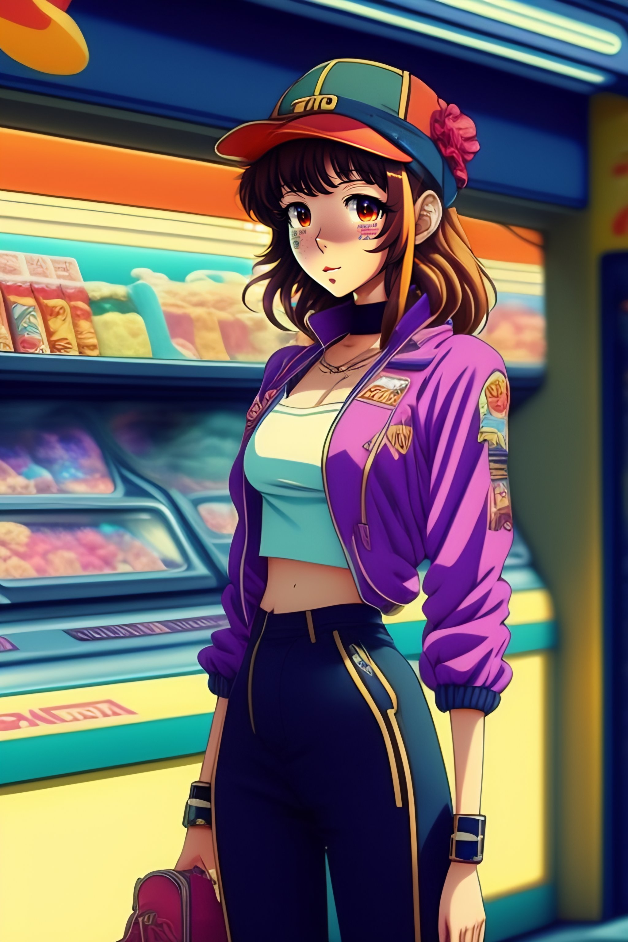 Lexica - Vintage 90's anime style. stylish extremely skinny girl in 7/ ...