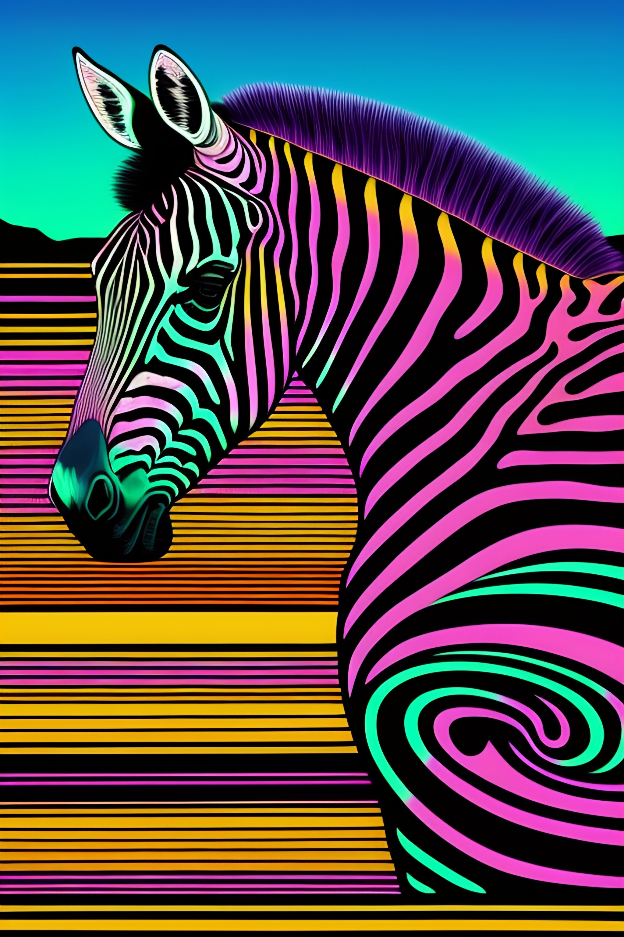 Lexica - A hyper minimalist psychodelic drawing zebra woodcut print by ...