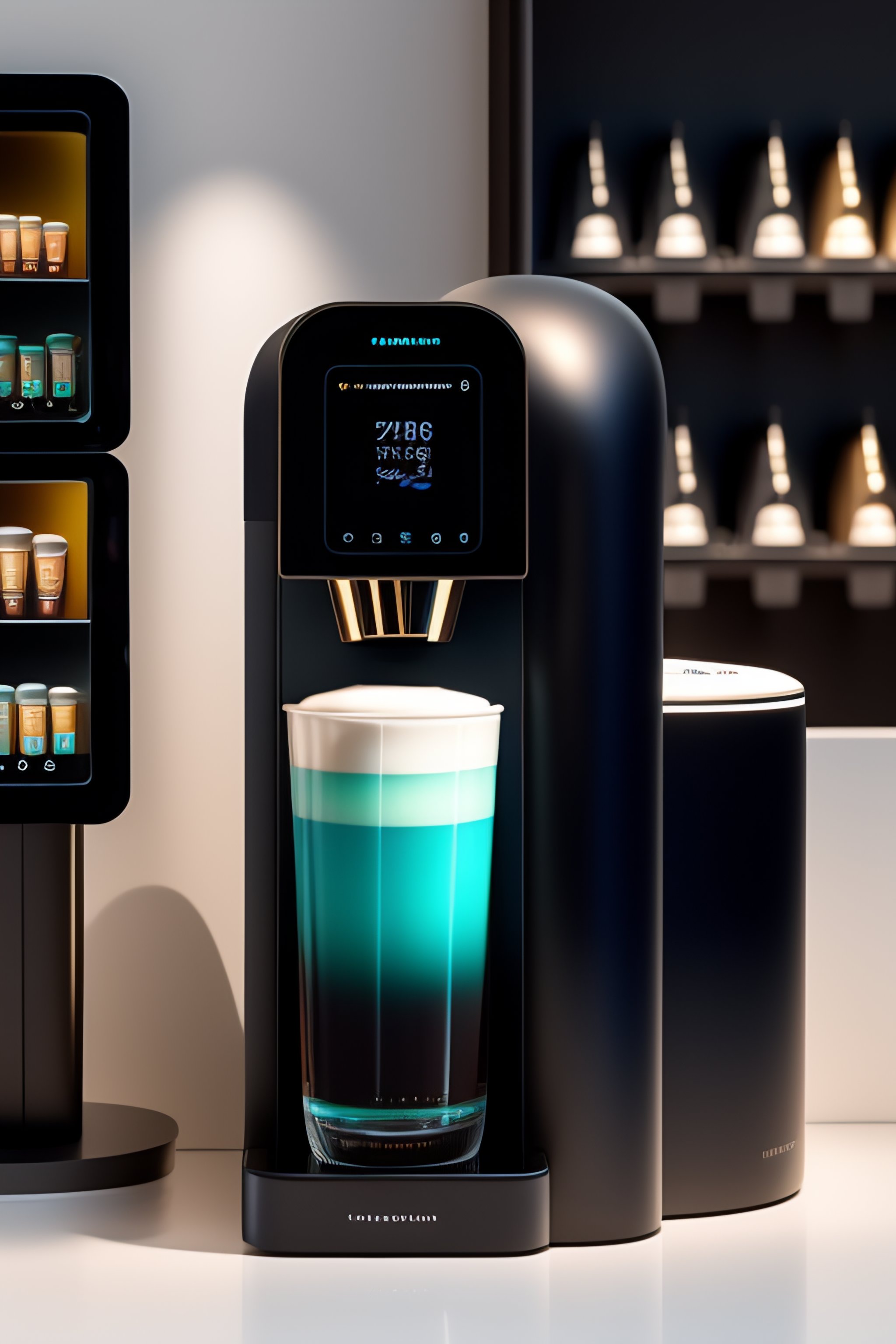 Lexica - Futuristic retail store for nespresso, digital kiosk with touchscreen and coffee machine