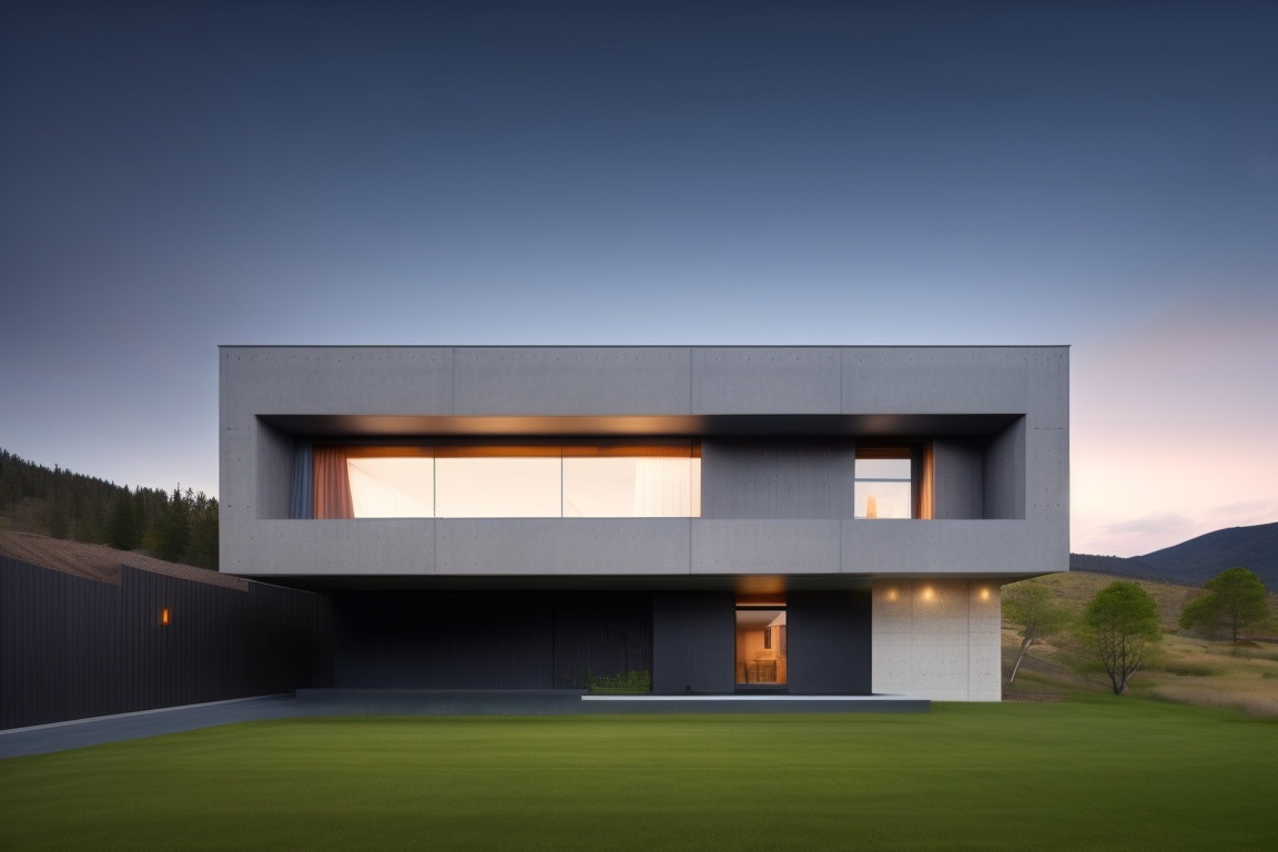 Lexica - Nice design, square house, concrete walls, flat roof, grass on ...