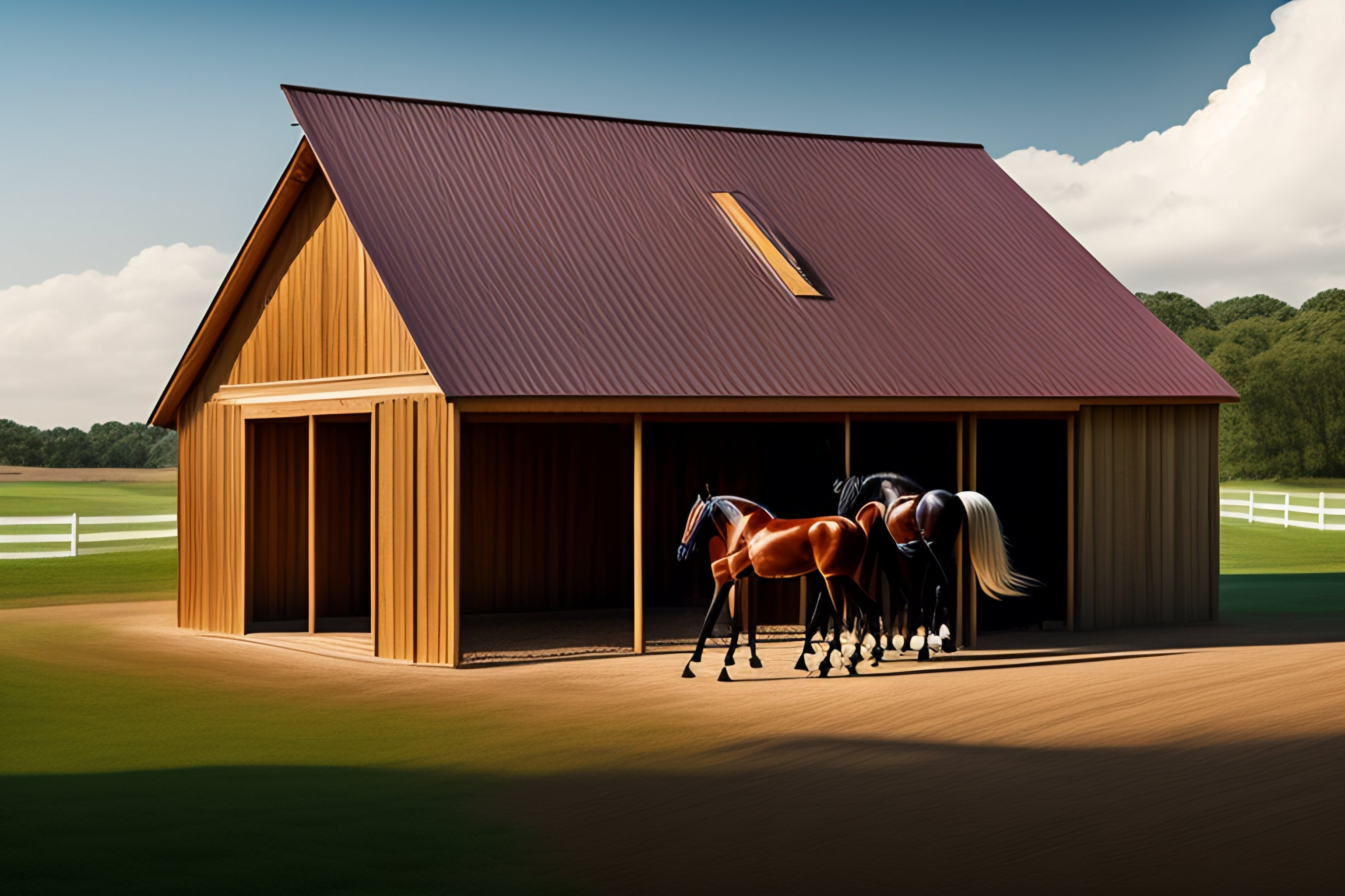 Lexica - Portrait of 4 horses building a house
