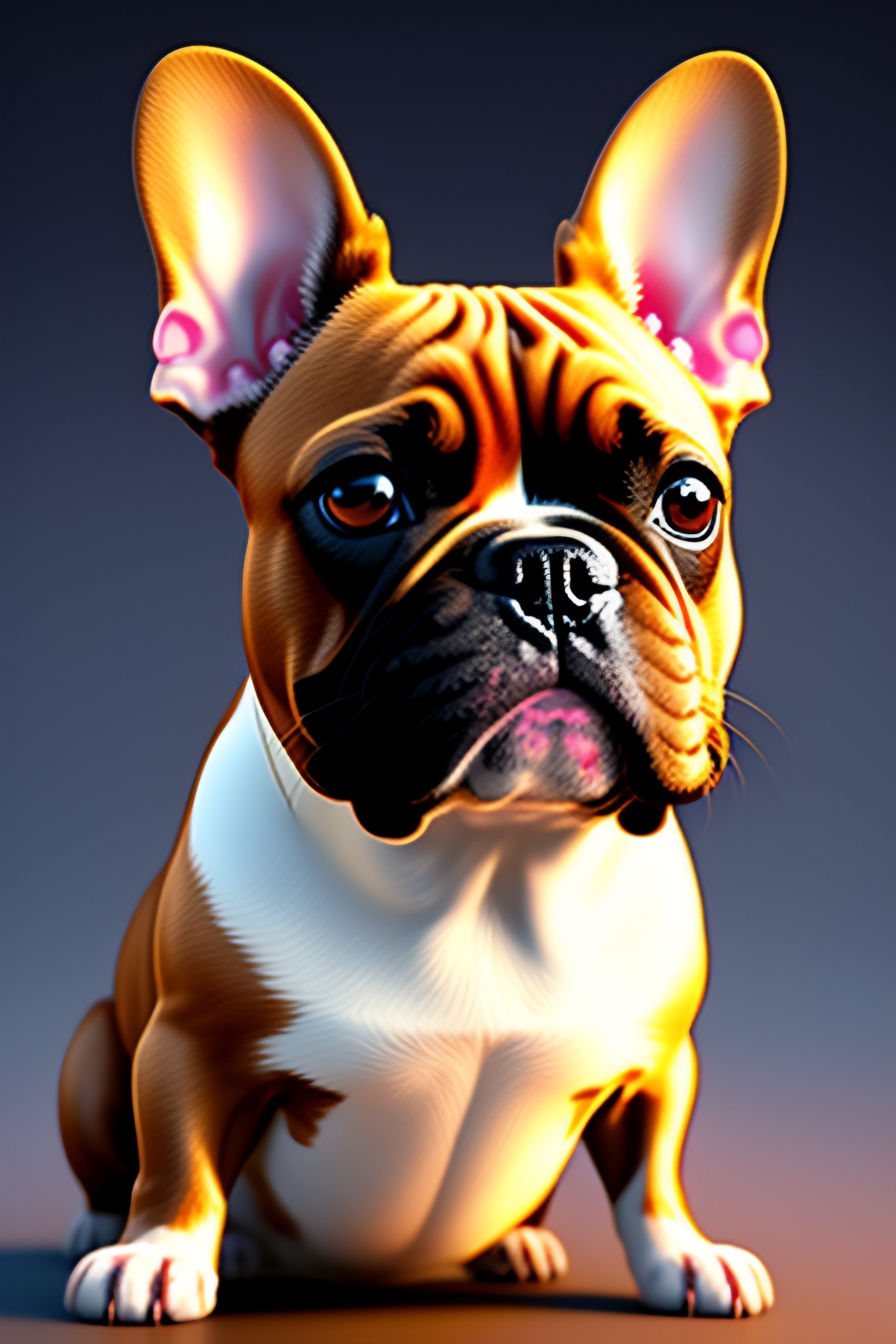Lexica - Red fawn hair french bulldog in pixar style ultra detail photo 3d