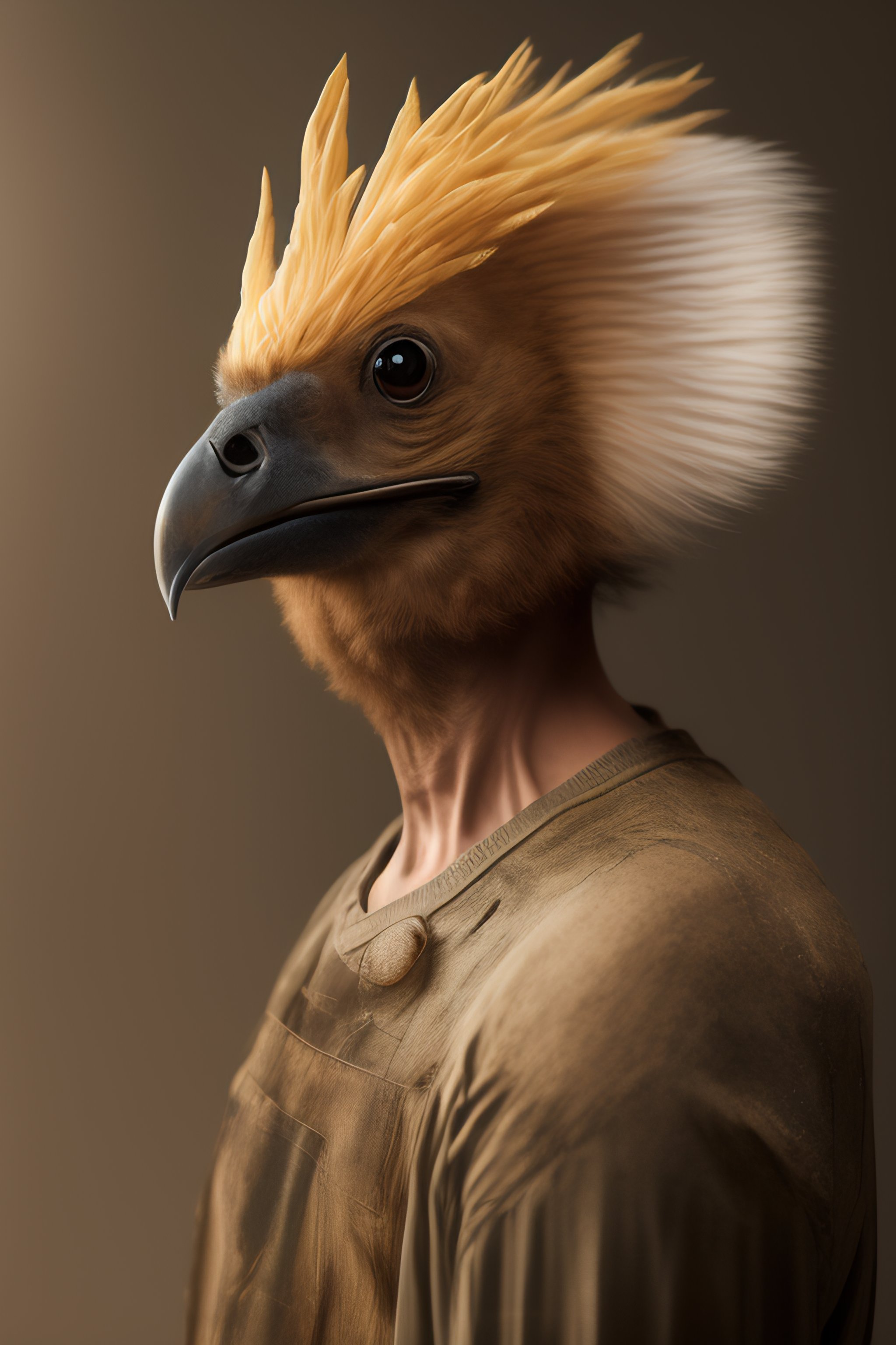 Lexica - Chicken headed human, mugshot