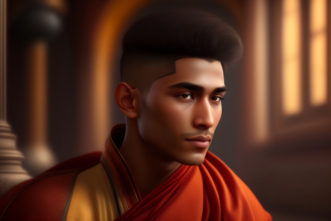 Lexica - Ultra realistic Wide angle, young man named Ravi who is a monk ...