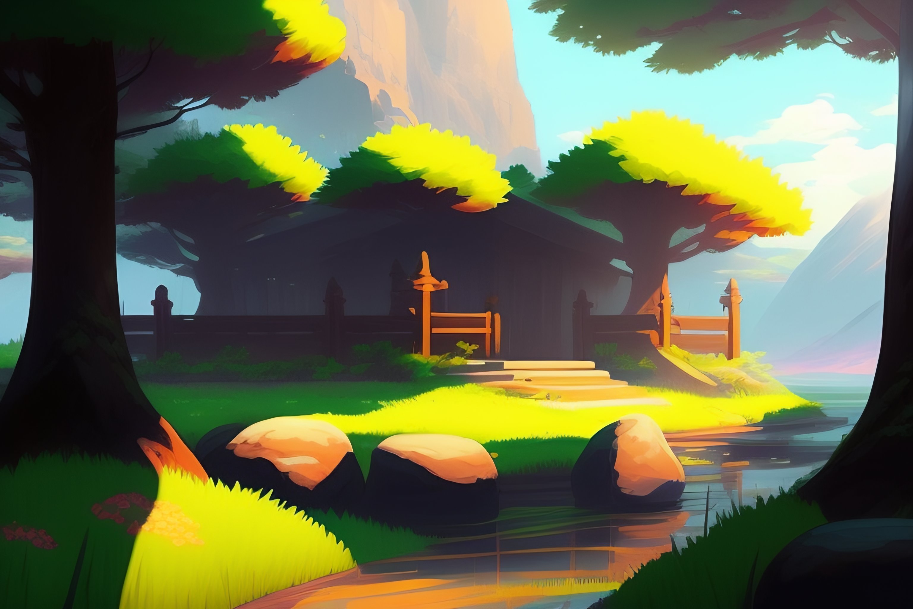 Lexica - Anime environmental art in the style of andreas rocha