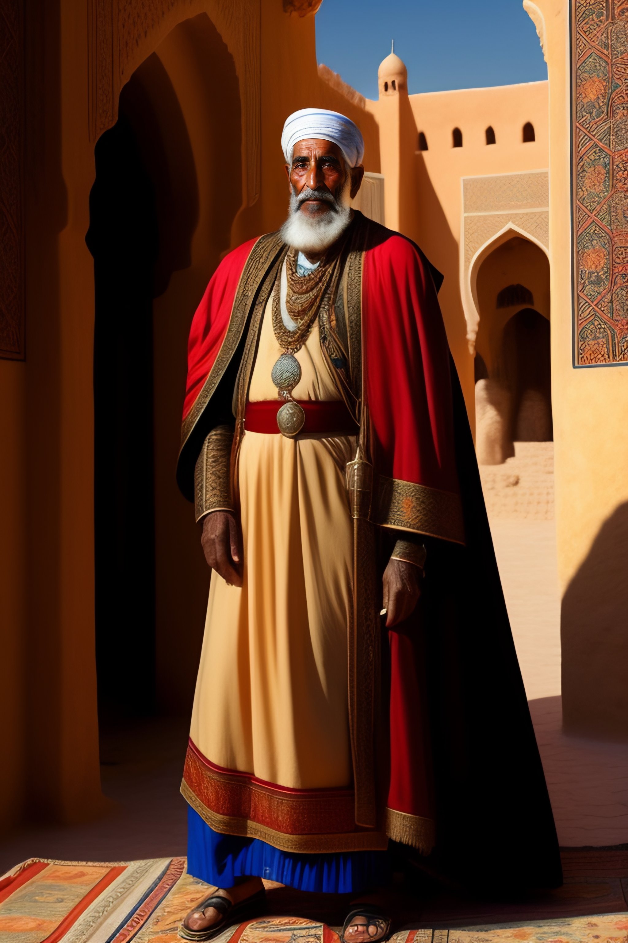Lexica - An old Moroccan man in a Moroccan castle, black beard ...